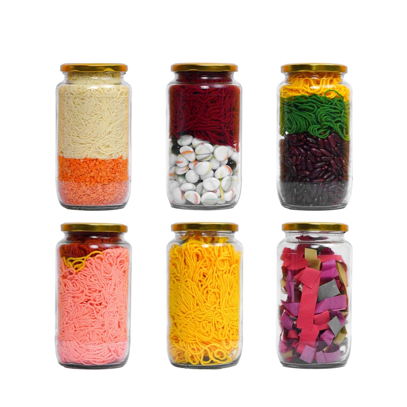 Buy Ginoya brothers Glass Jar with Air Tight Gold Lid for Kitchen Dried ...