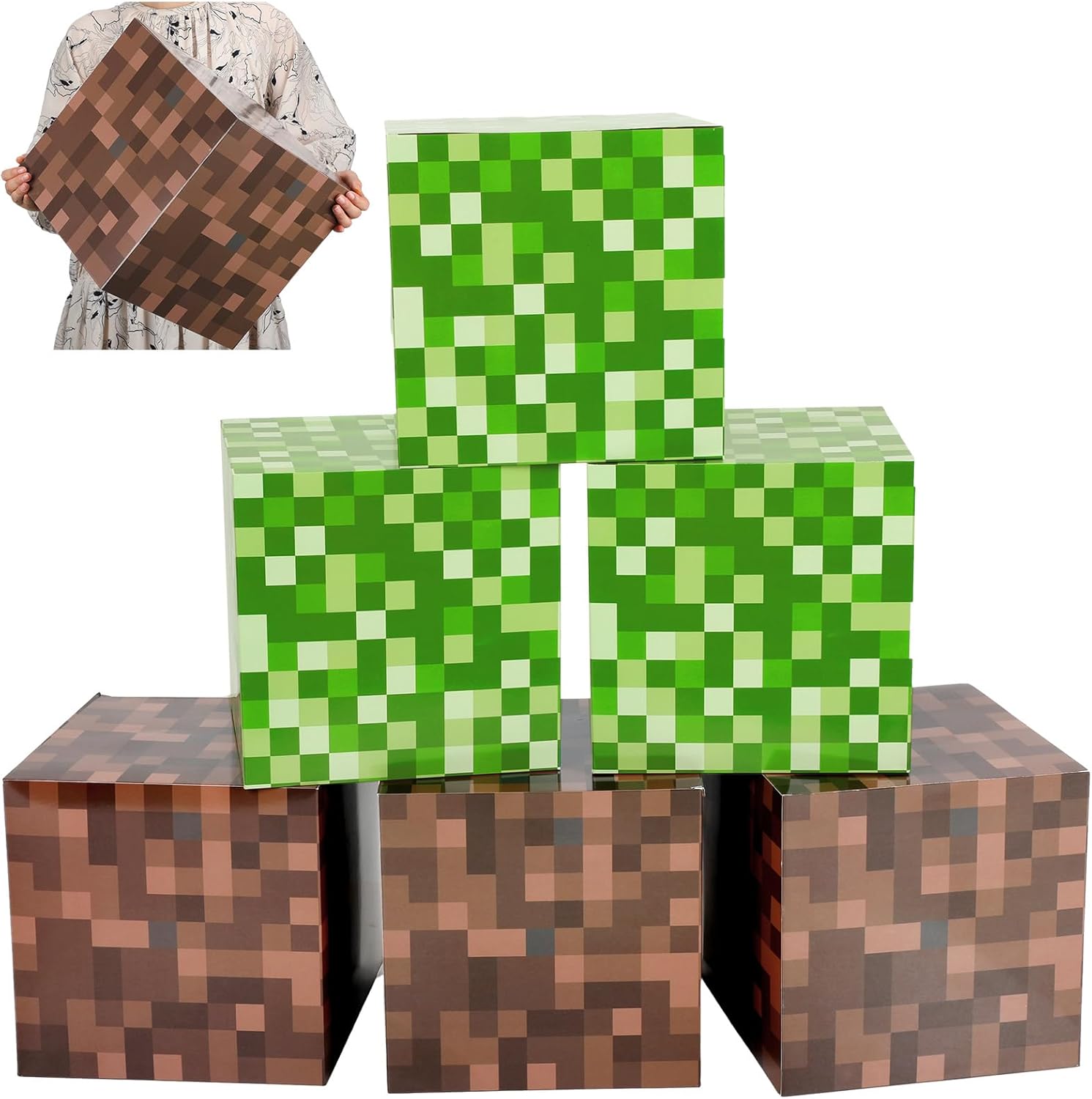 Amazon.com: Outus 6 Pcs Large Pixel Mine Party Boxes 11.8 Inch ...