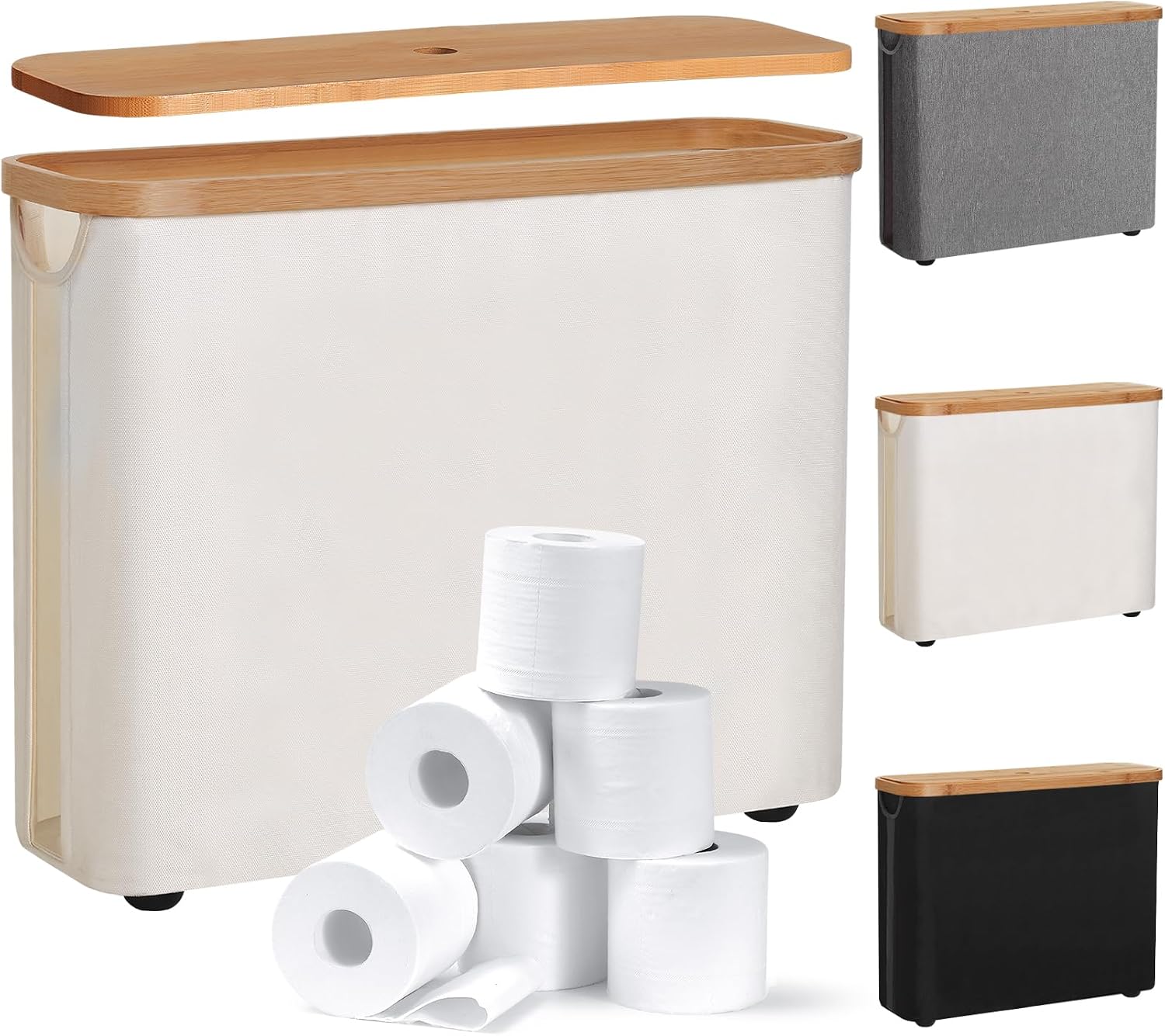 Amazon.com: Coperat Toilet Paper Storage with Bamboo Lid and Handle ...