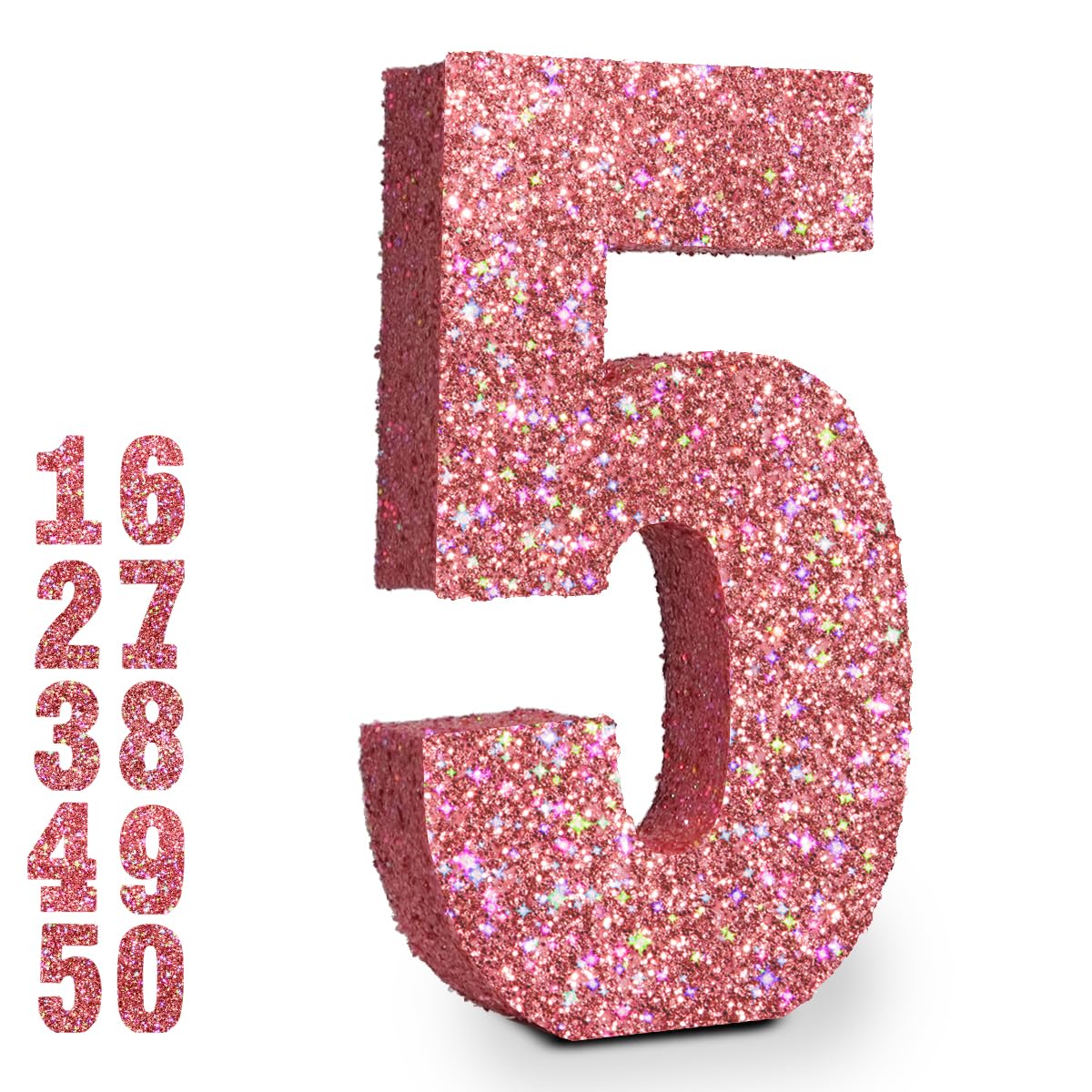 Amazon.com: Eploger Rose Gold Glitter Number Sign 5, Birthday ...