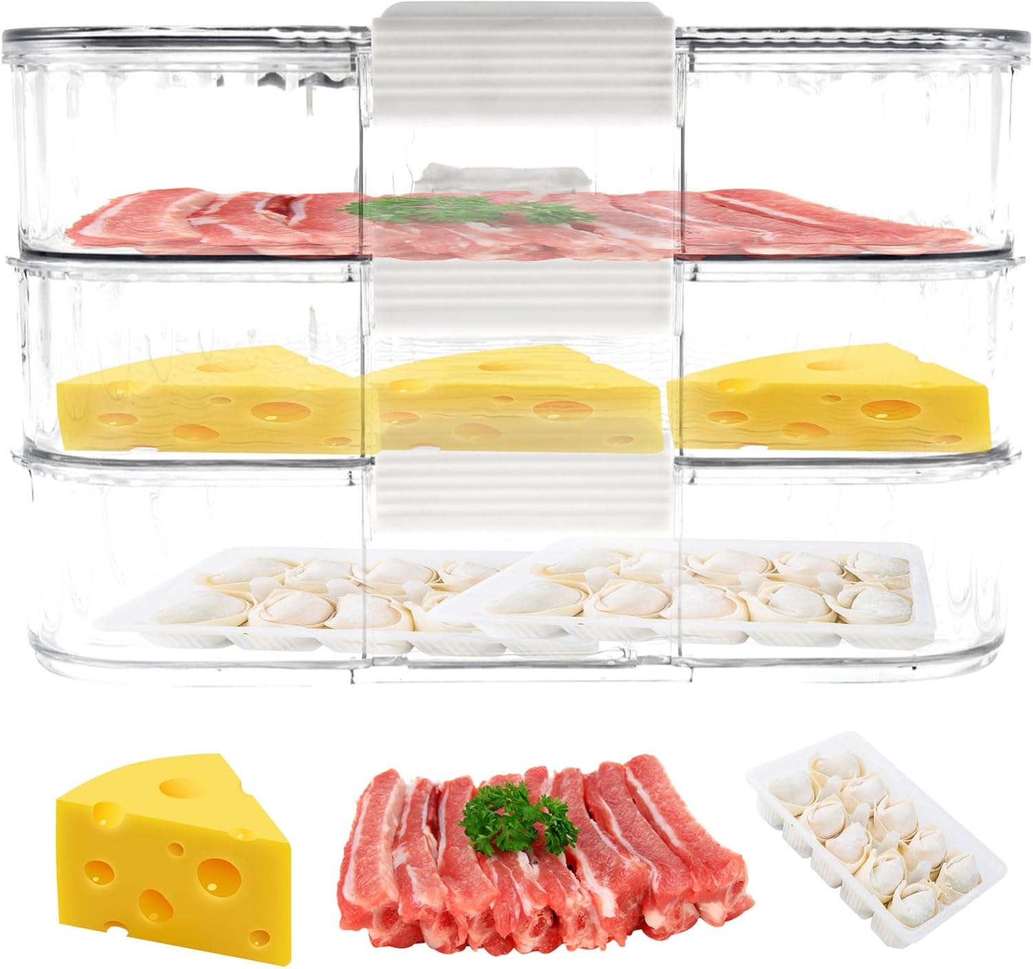 Amazon.com: Hevtsde 3 Layer Deli Meat Container for Fridge, Bacon ...
