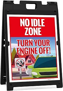 Amazon.com: Sigo Signs No Idle Zone Turn Your Engine Off Sidewalk Sign ...