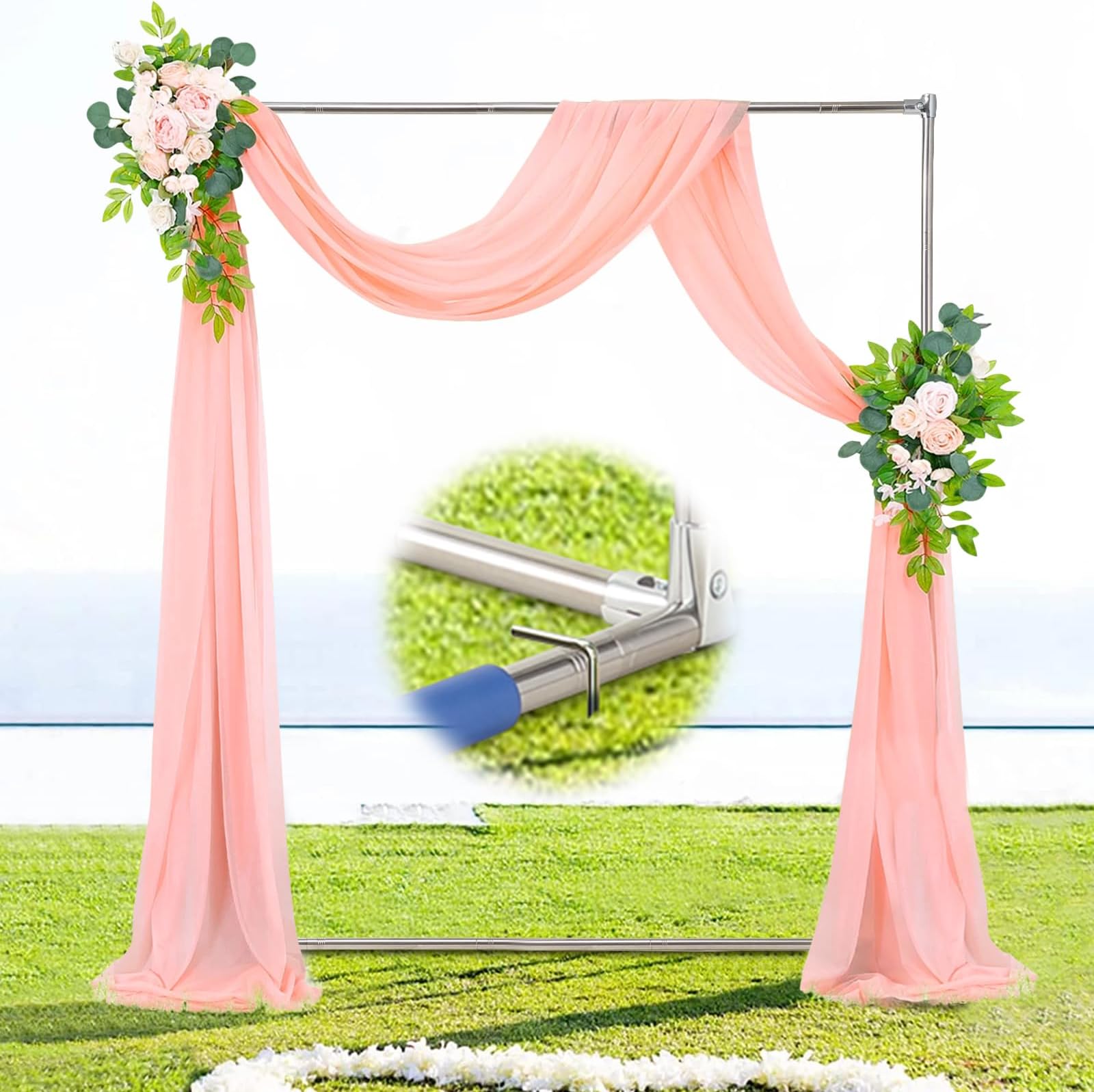 Amazon.com : 1. GO Wedding Arch for Ceremony 6Ft Wide 7Ft High, Metal ...