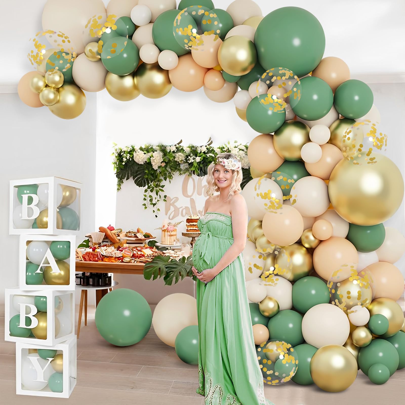 Snapklik.com : Sage Green Baby Shower Decorations For Boy Or Girl ...