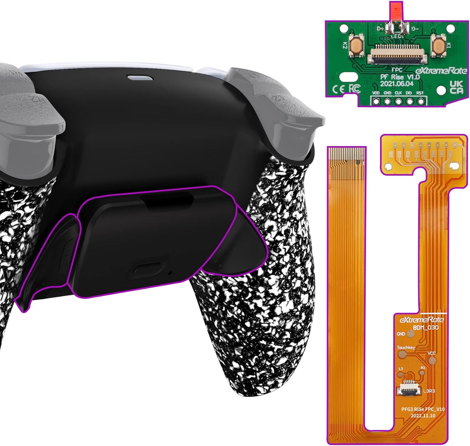 eXtremeRate Textured White Back Paddles Programable Rise Remap Kit for ...