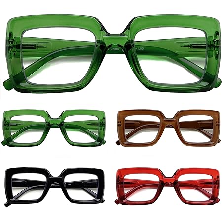 Amazon.com: Eyekepper 5 Pack Square Reading Glasses for Women Stylish ...