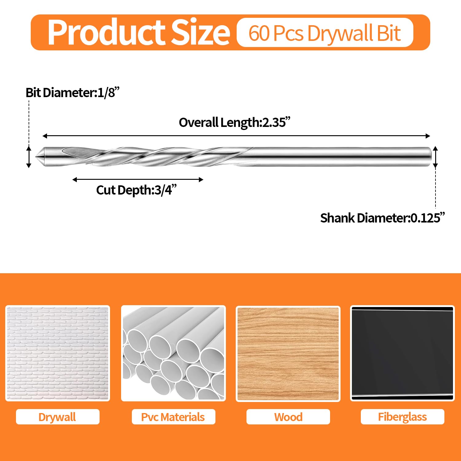 Snapklik.com : 60 Pcs Drywall Router Bits - 1/8 Inch Guide Point ...