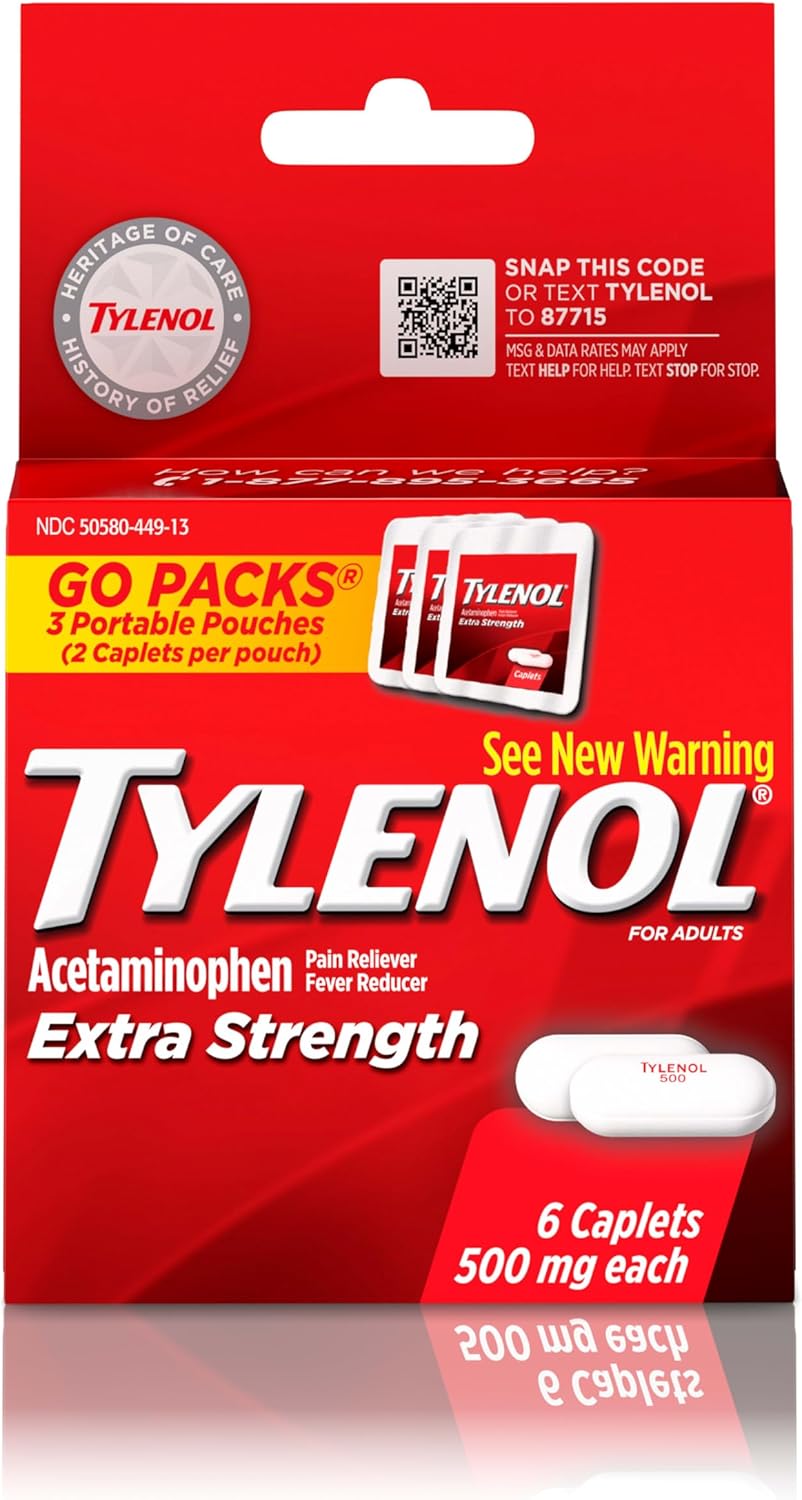 Amazon.com: Tylenol Extra Strength 500 mg Acetaminophen Caplets, Pain ...