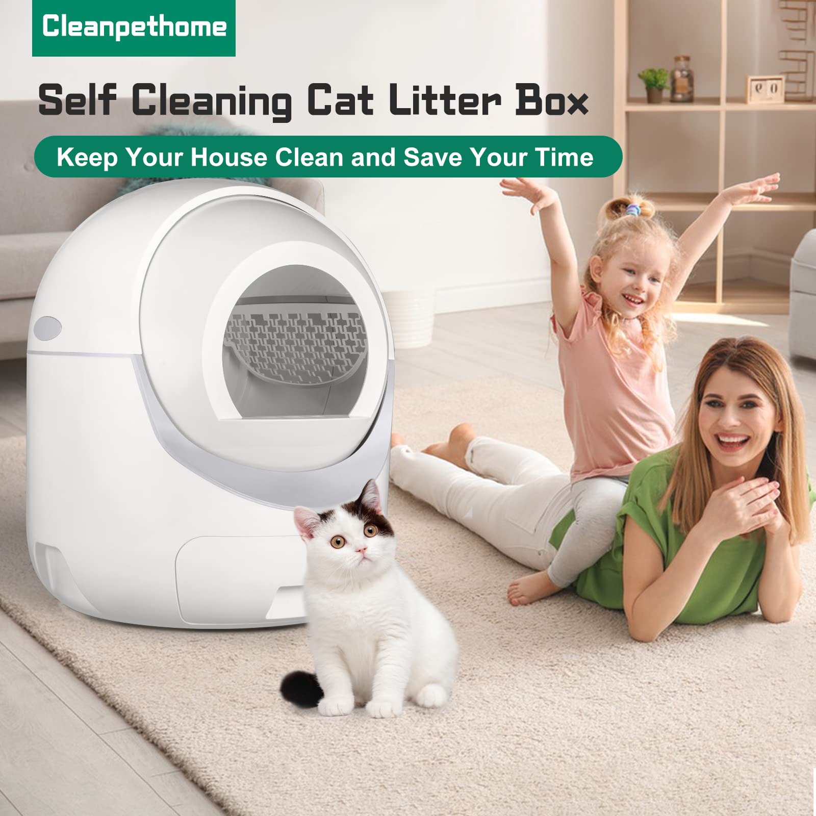Snapklik.com : Cleanpethome Self Cleaning Cat Litter Box, Automatic Cat ...