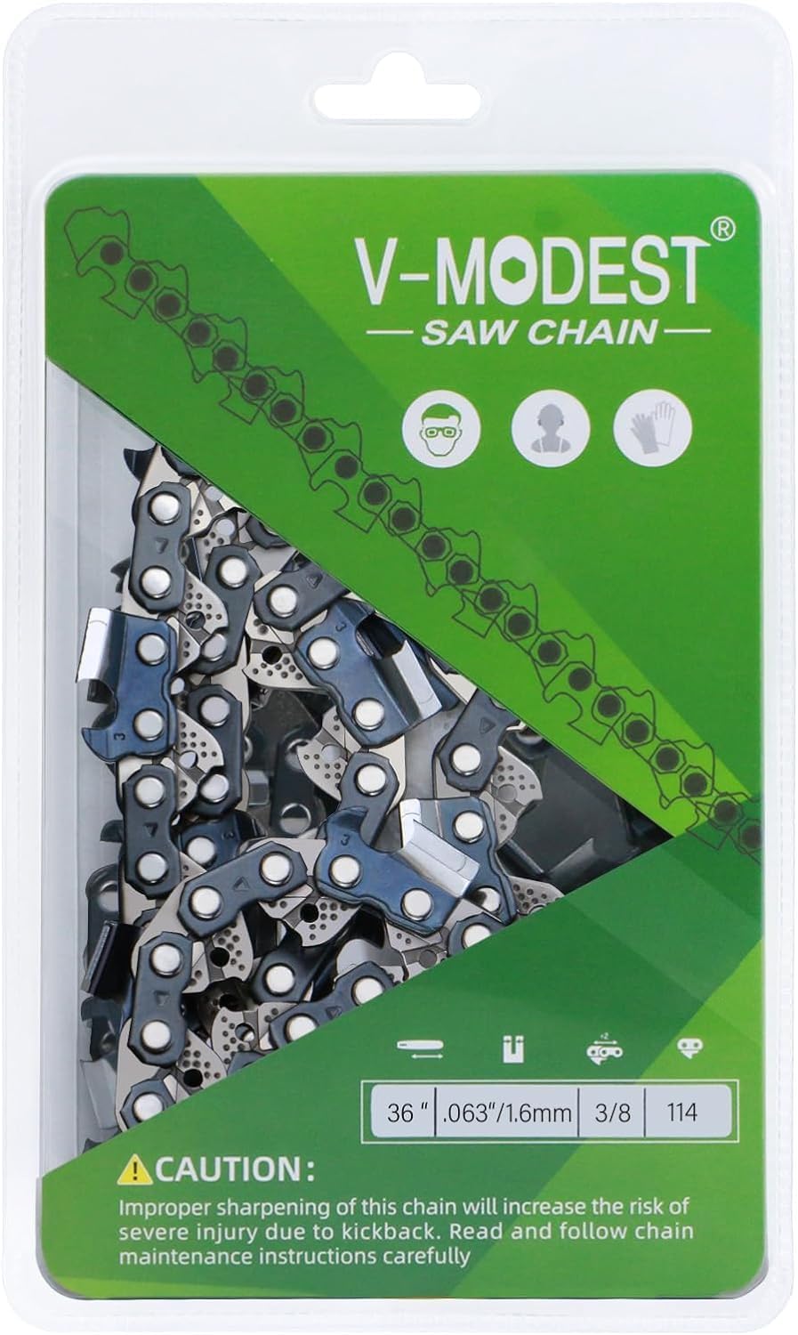 Amazon.com: V-MODEST 36 inch Chainsaw Chain 114 Drive Link, 57-Teeth 3/ ...