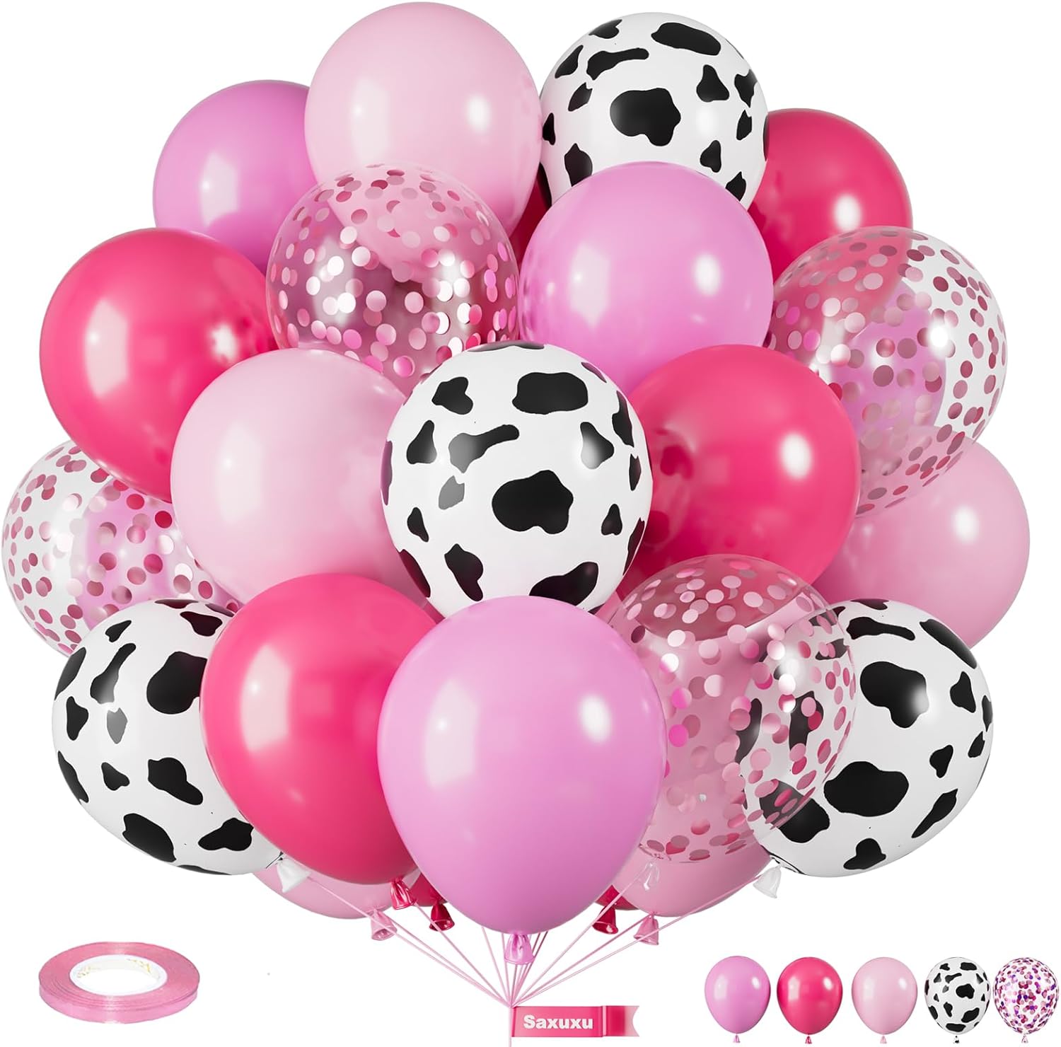 Amazon.com: Saxuxu Pink Cow Balloons, 12 Inch Pink Cow Print Balloons ...