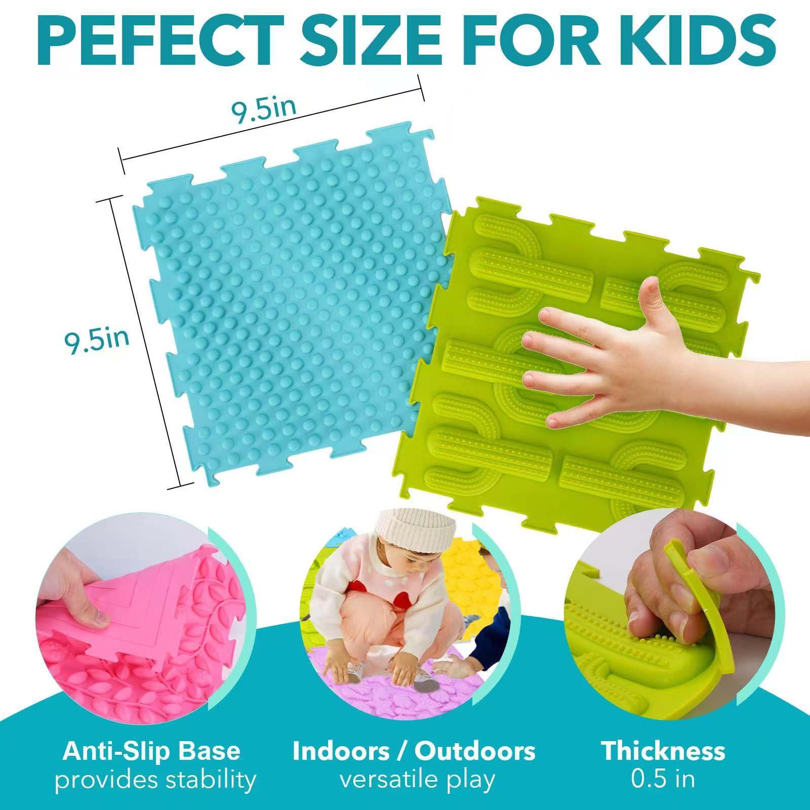 Snapklik.com : Sensory Floor Mats Autistic Children - 8 Tiles 9.5" X 9. ...