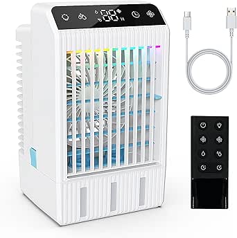 Portable Air Cooler, Mini Mobile Air Conditioner Fan and Humidifier ...