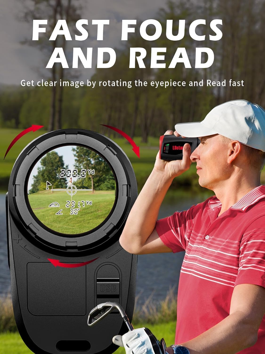Golf Range Finder with Magnetic Strip, 800 Yards Golf Rangefinder with ...