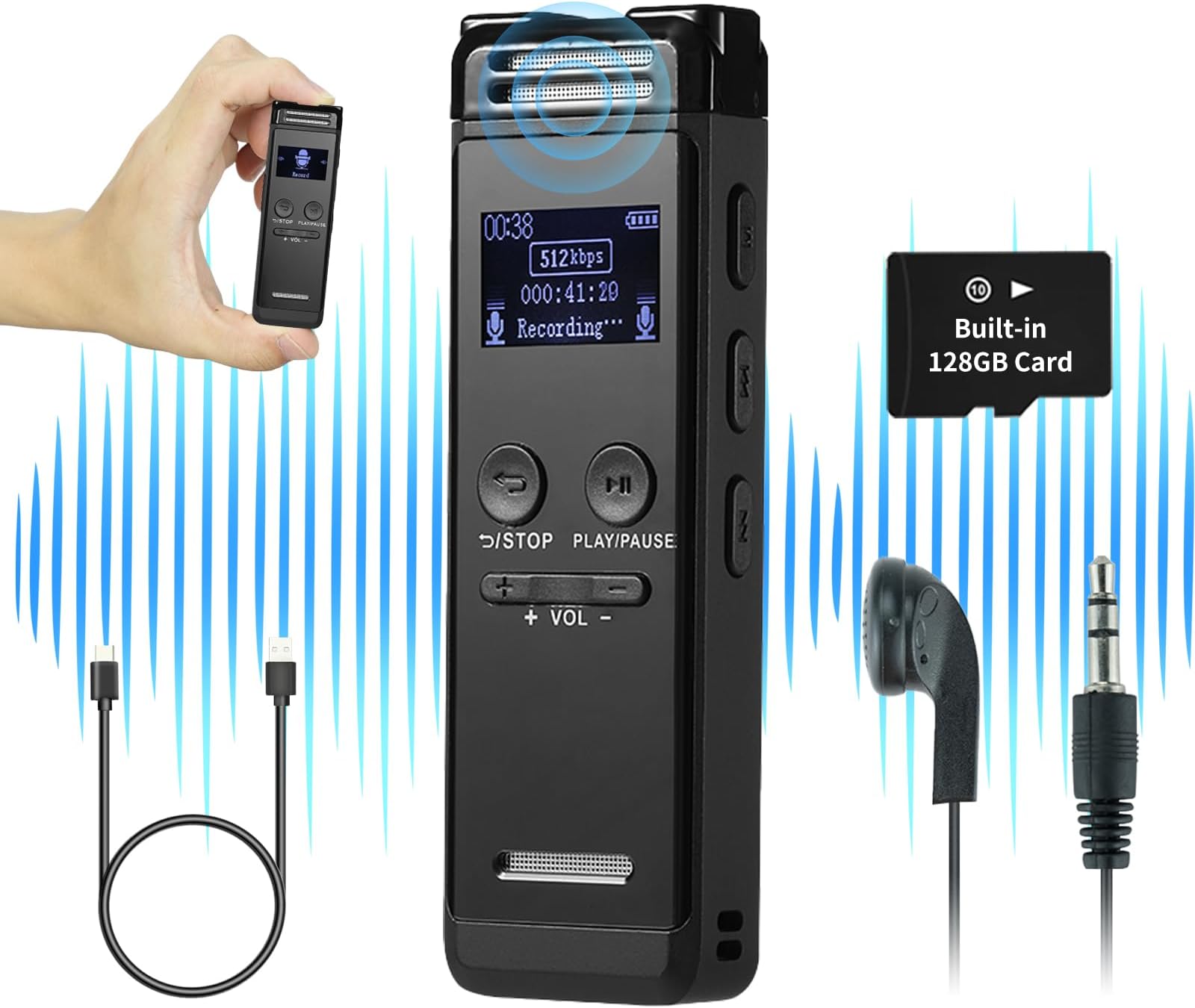 Amazon.com: 16GB Digital Voice Activated Recorder for Lectures - 2019 ...