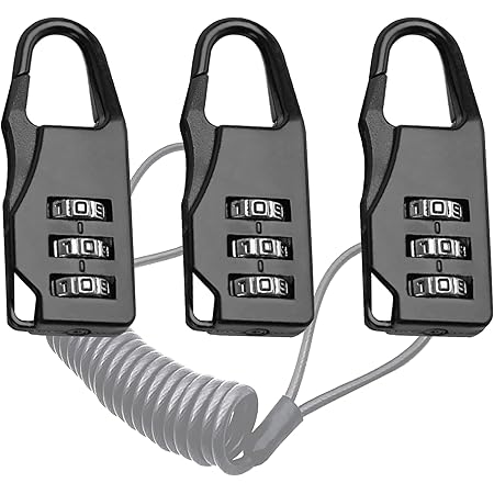 Kofferschloss mit zahlencode 3 Stück mit Kabel gepäckschloss ...