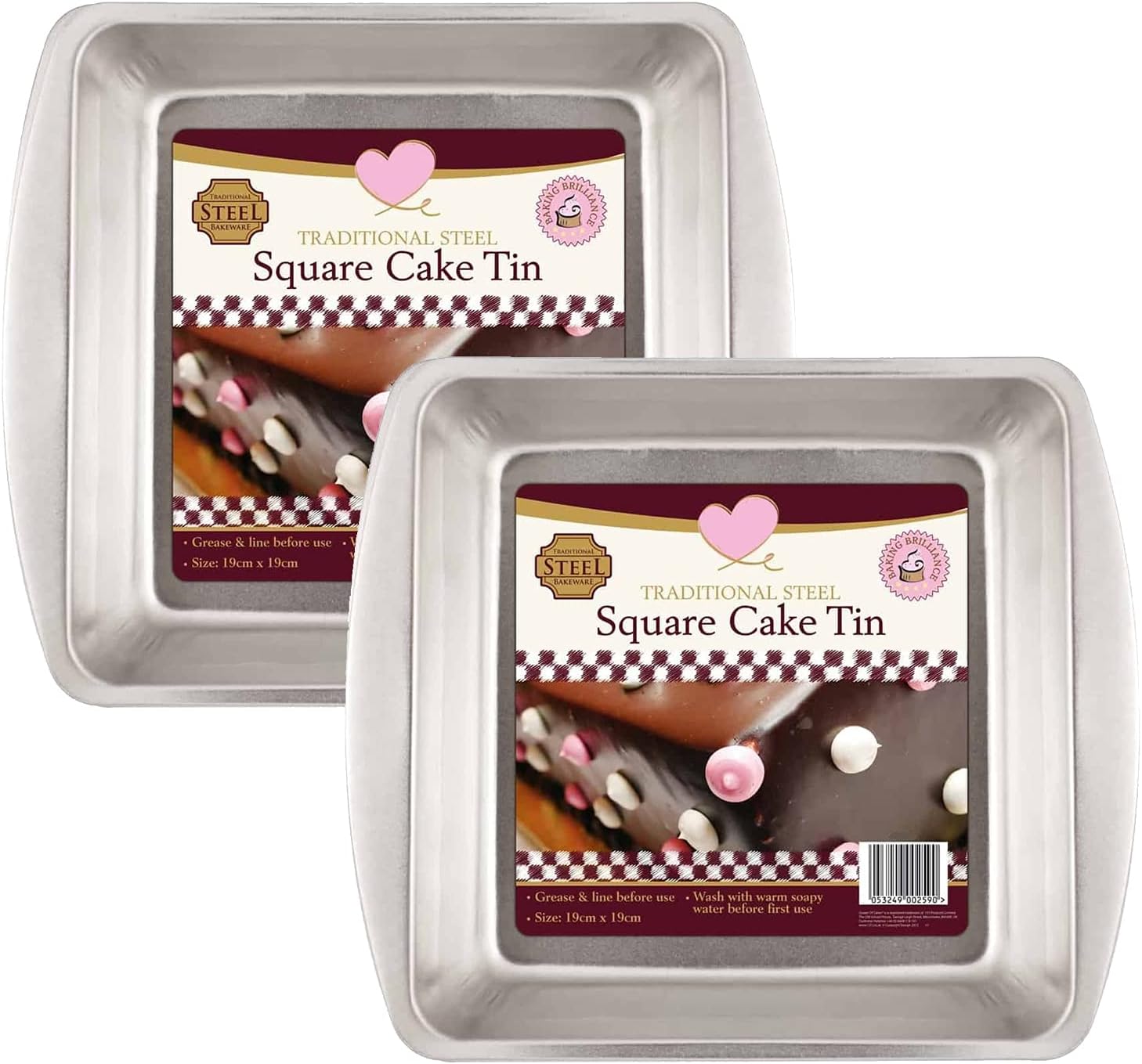 Max Solutions 7inch Cake Tin Set of 2 Stainless Steel Square Cake Tins ...