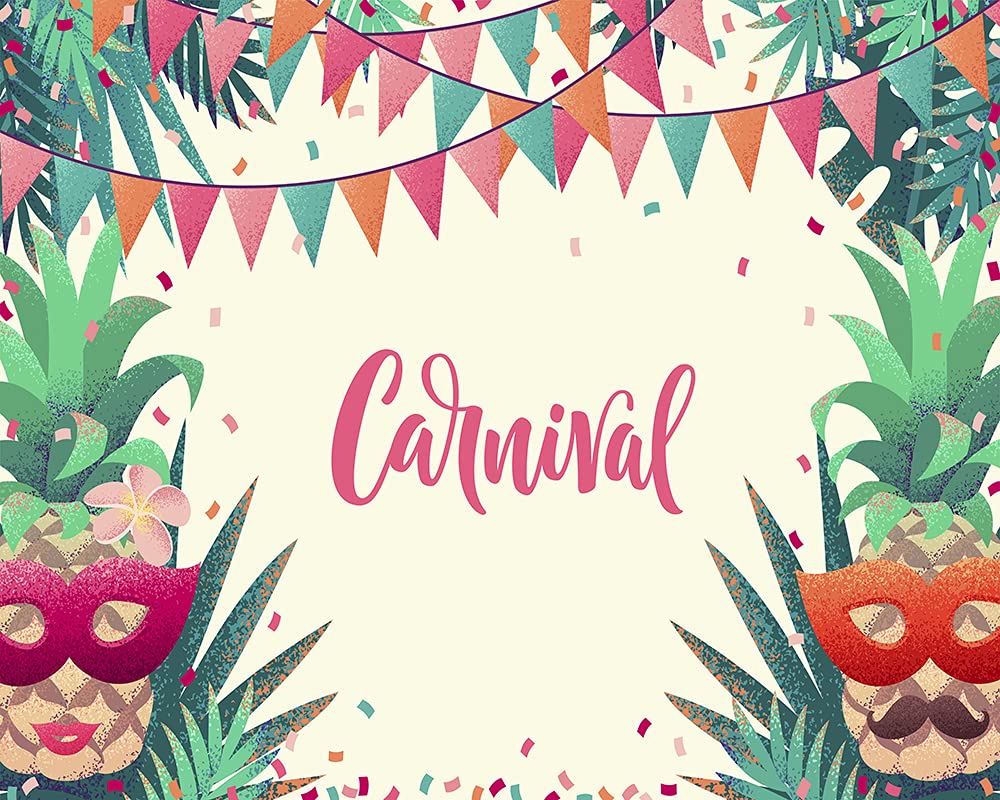 Buy Haosphoto Carnival Backdrop 10X8FT Vinyl Pineapples with Carnival ...