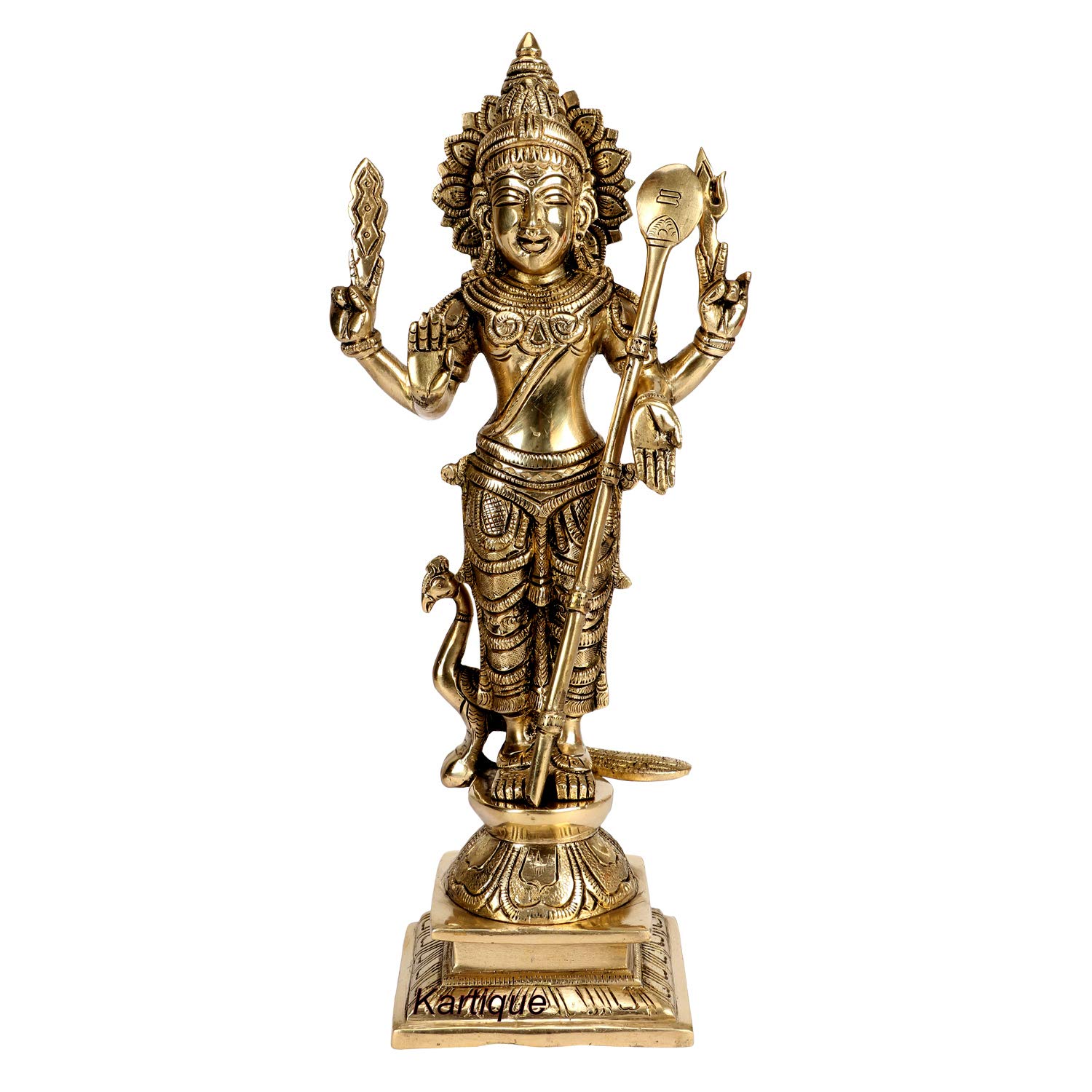 Kartique Brass Kartikeya Murugan Statue, 12 Inch Tall, Spiritual ...