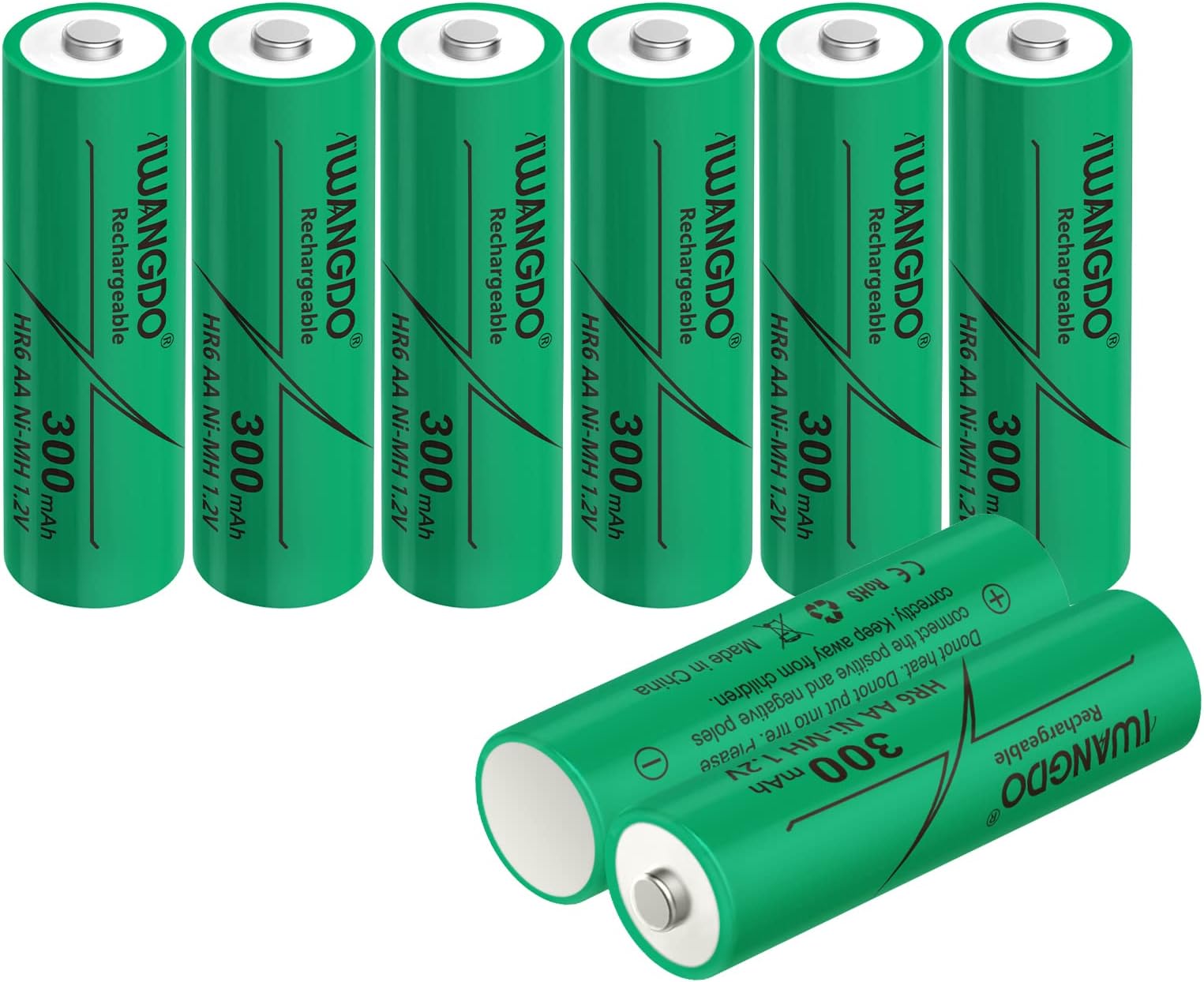 Amazon.com: PKCELL 4 Pack AA 1.2V 300mAh NICD Rechargeable Button Top ...