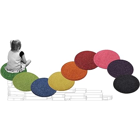 Amazon.com: Bright Multi Set 6 Kids Crazy Carpet Circle Seats 18” Round ...
