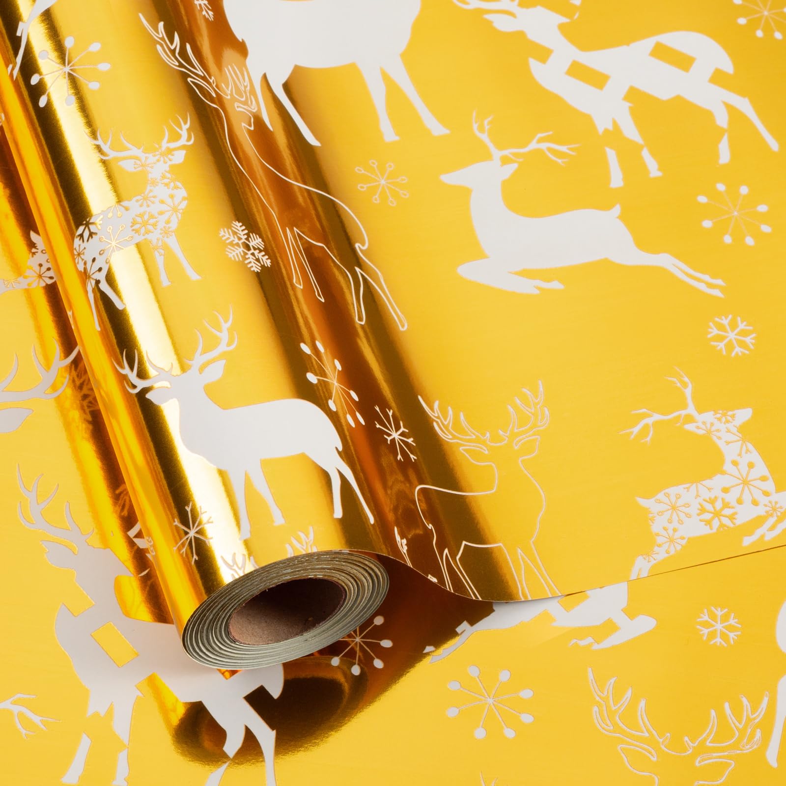 Amazon.com: Homeral Gold Christmas Wrapping Paper Roll - Metallic Foil ...