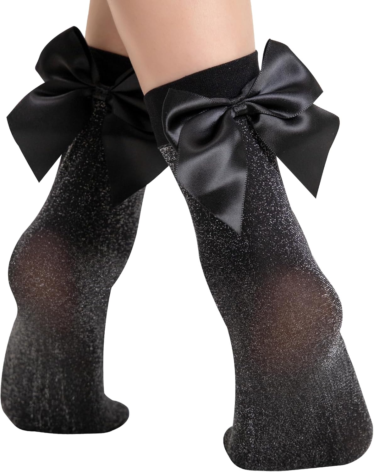 Amazon.com: MANZI 3 Pairs Women's Glitter Bow Ankle Socks Sparkly Cozy ...