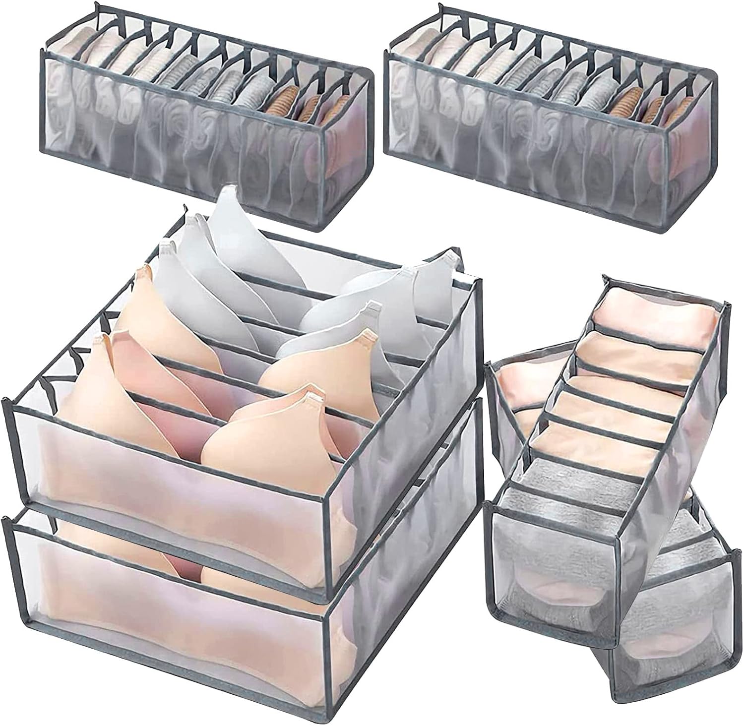 Amazon.com: Pwsap 6 PCS Underwear Drawer Organizer Foldable Sock Bra ...