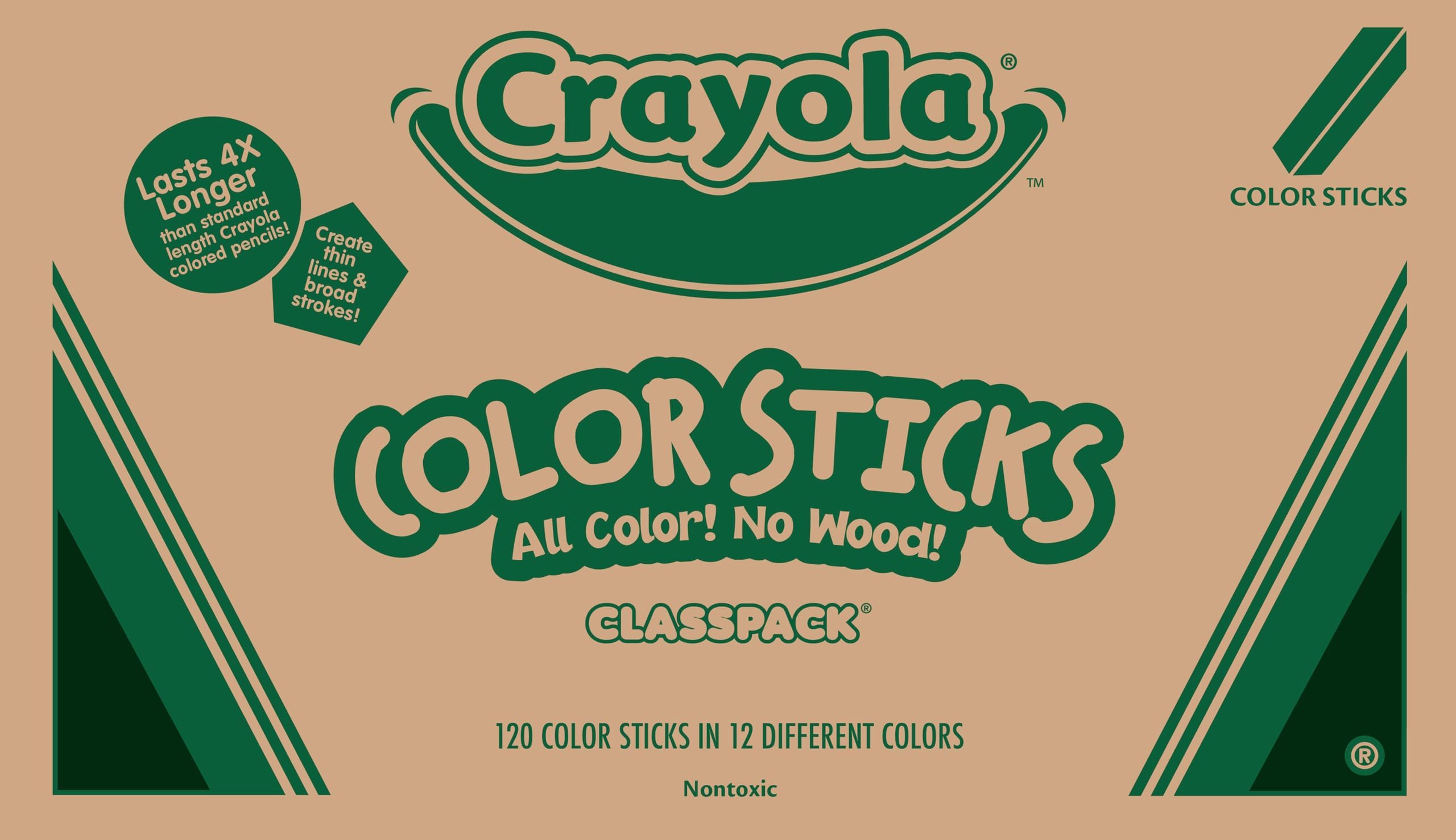 Amazon.com: Crayola Color Sticks (120ct), Classroom Supplies, Woodless ...
