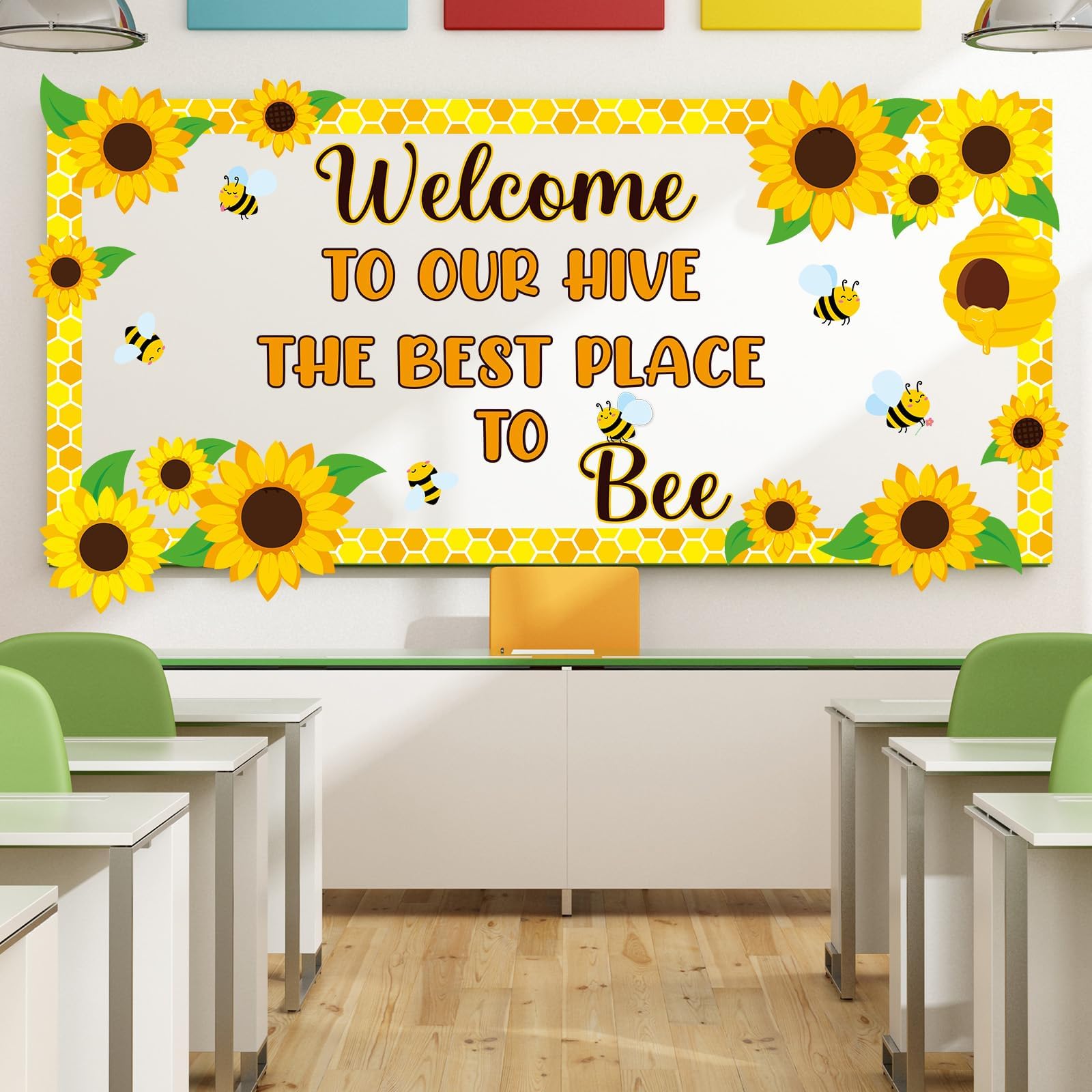 Snapklik.com : Bee Sunflower Bulletin Board Set Welcome To Our Hive ...