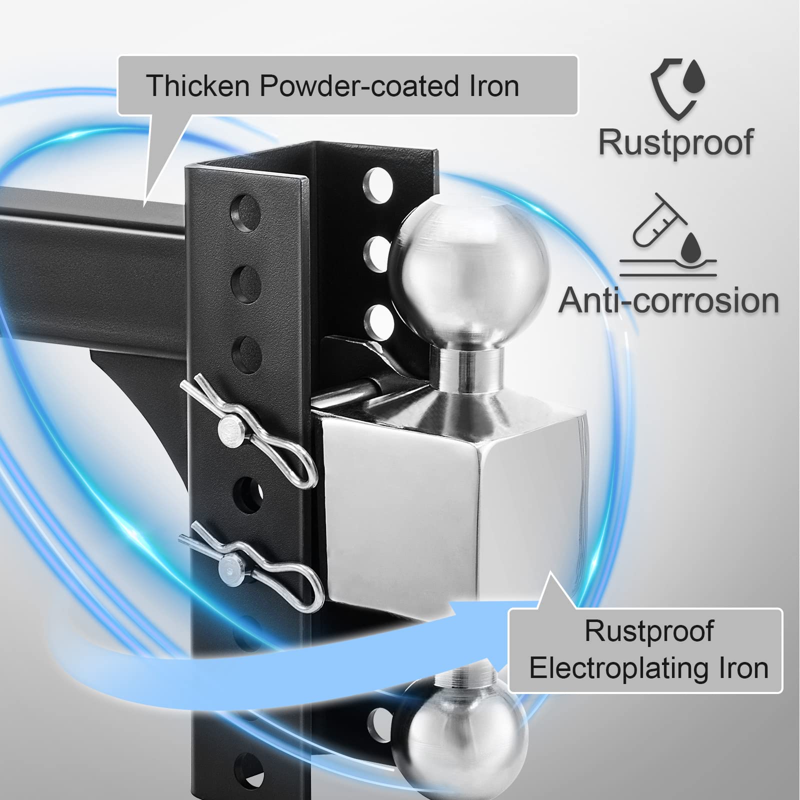 VEVOR Adjustable Trailer Hitch, 6" Rise & Drop Hitch Ball Mount 2.5 ...