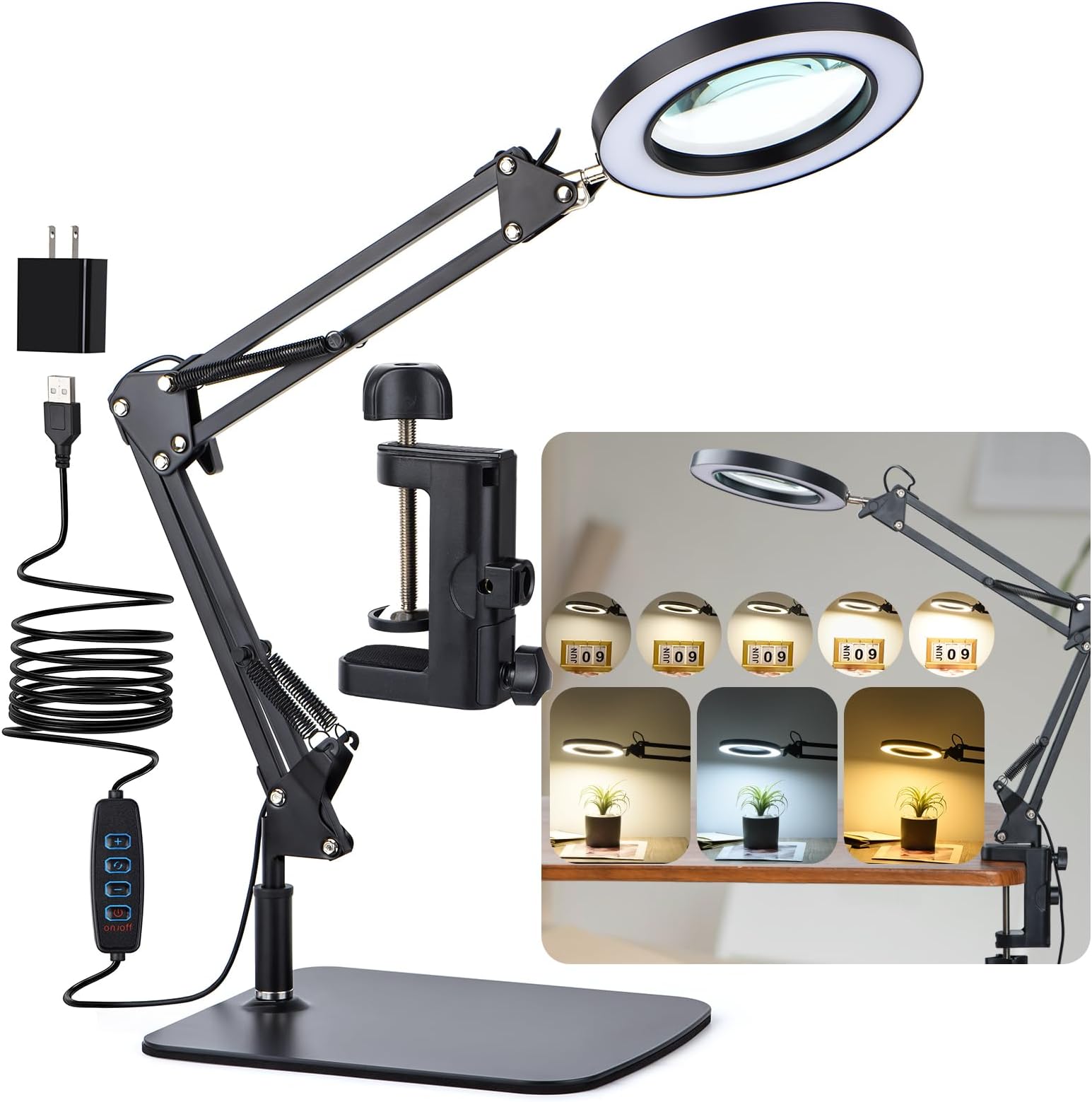 Amazon.com: 10X Large Rechargeable Magnifying Glass with Light and ...