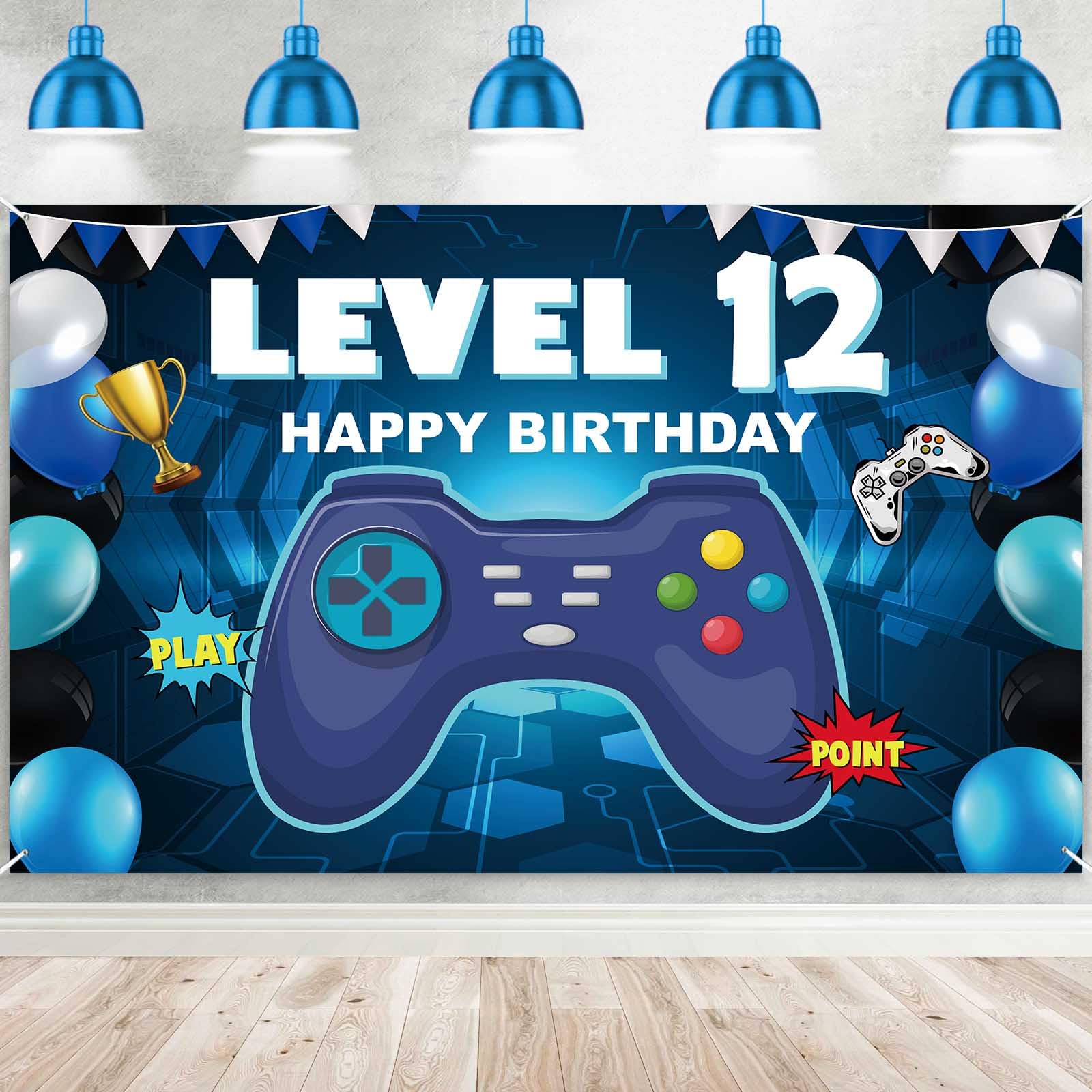 Amazon.com: Level 12 Unlocked Happy 12 Birthday Level Up Banner ...