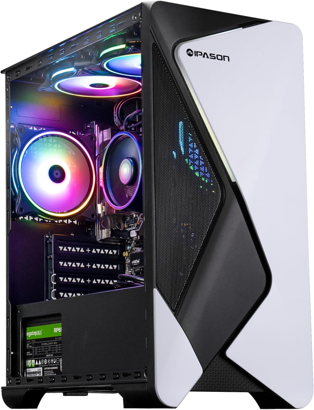 Amazon.com: IPASON Gaming PC Computer Desktop, AMD Ryzen 5 5600G (6-Core, Up to 3.9GHz), AMD ...
