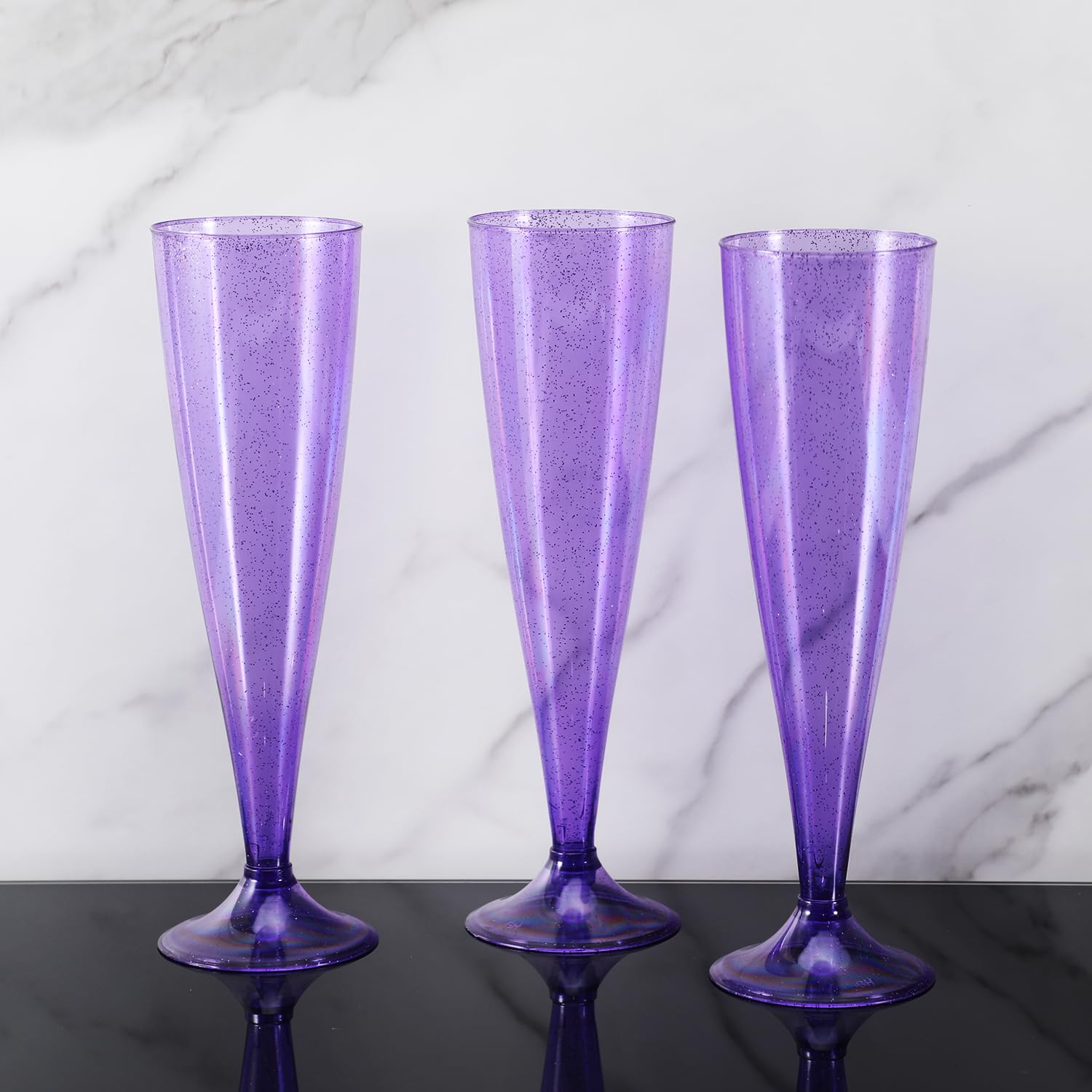 Snapklik.com : Homy Feel 5 OZ Purple Glitter Plastic Champagne Flutes ...