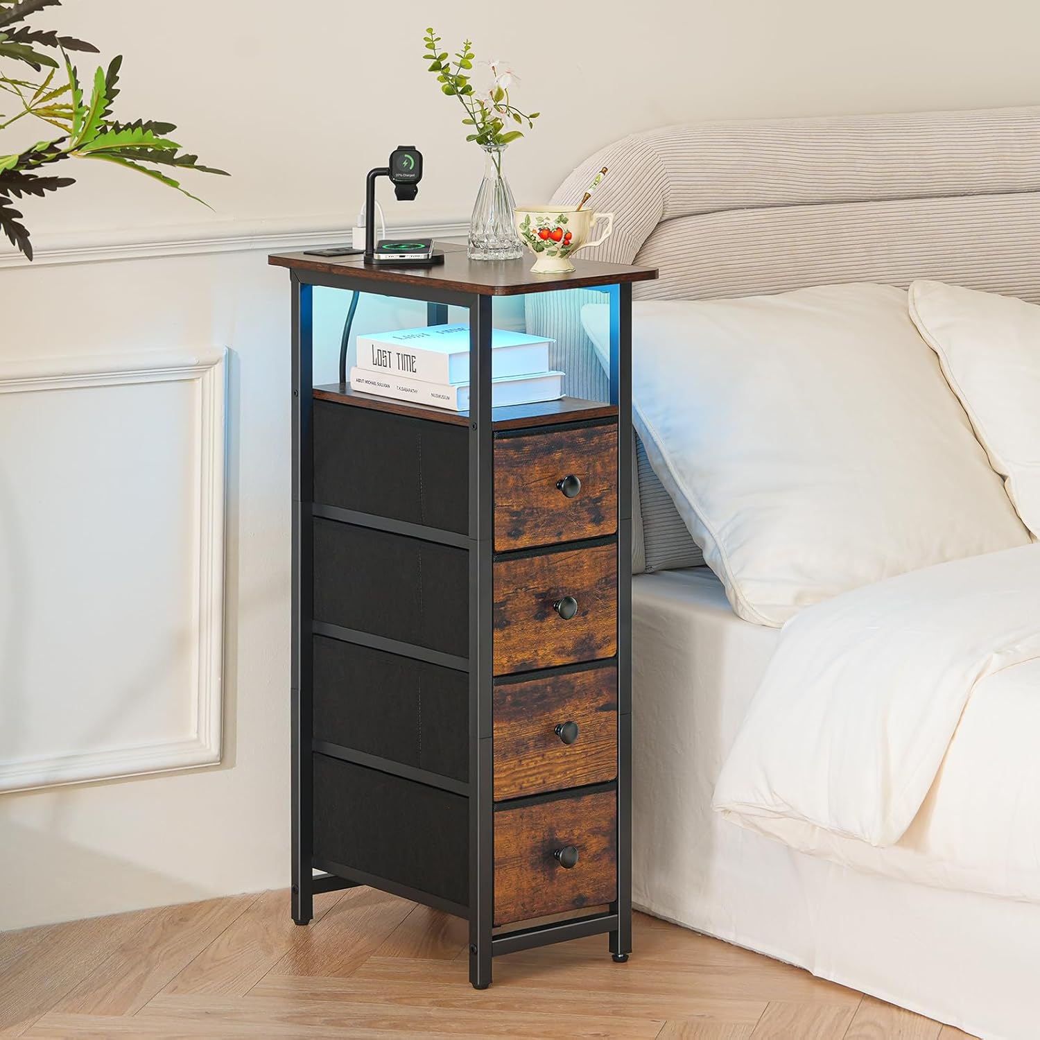 Amazon.com: Yoobure Narrow Dresser for Bedroom, LED Slim Dresser with ...