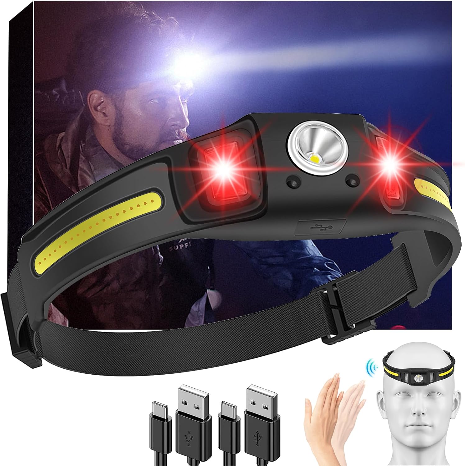 Amazon.com : aboutool Headlamp Rechargeable, Bright LED Headlamp ...