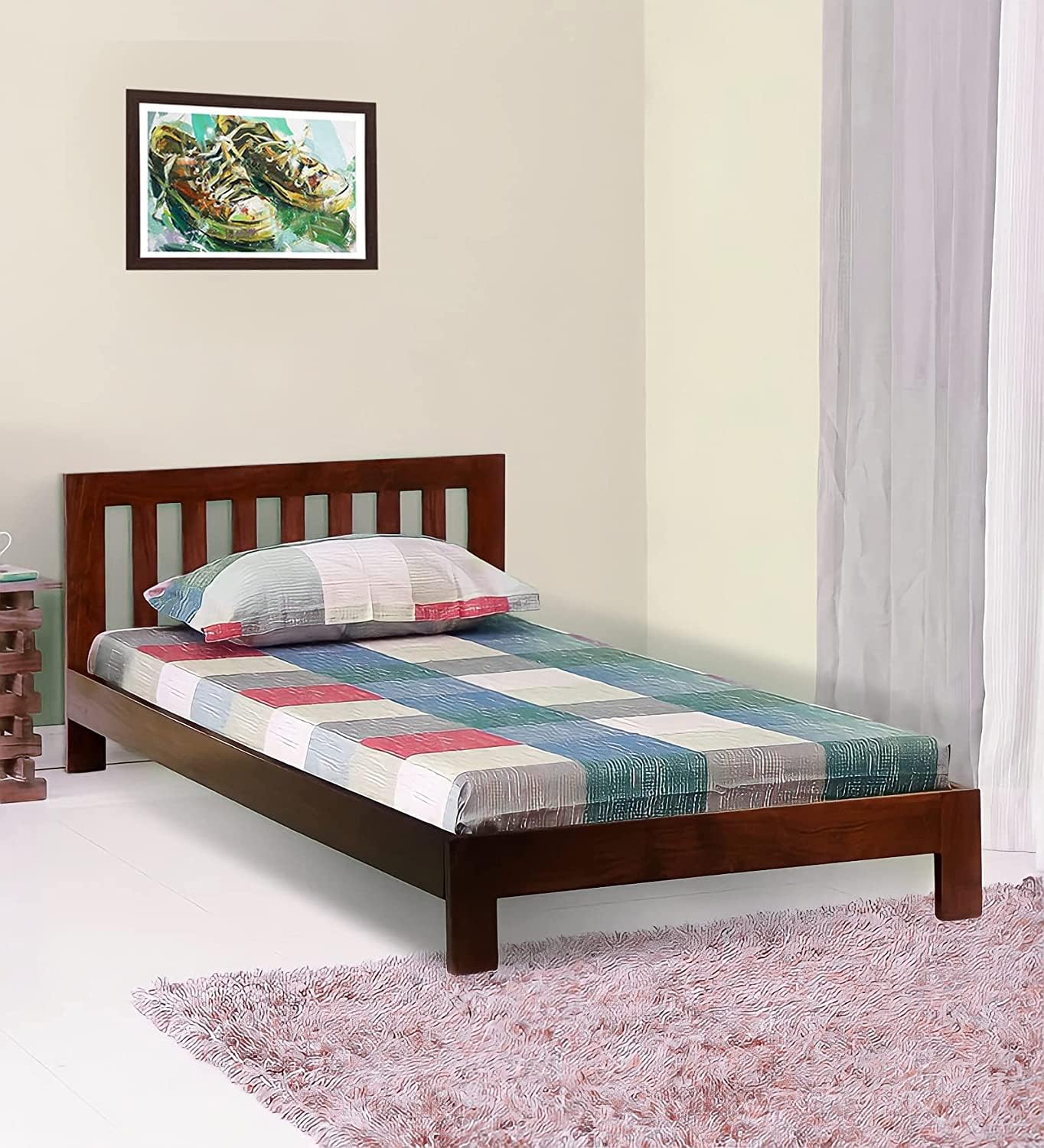Sheesham Wood Bed | 72x48 Inch Solid Wood Bed Frame | Sturdy & Termite ...