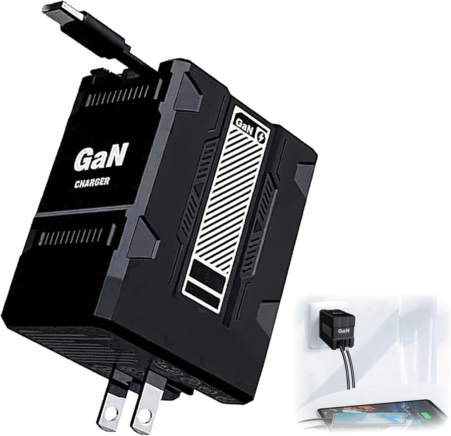 Amazon.com: Upgraded 2 in 1 Fast Charger 120w, 2025 New Retractable Scalable Super Fast Charger ...