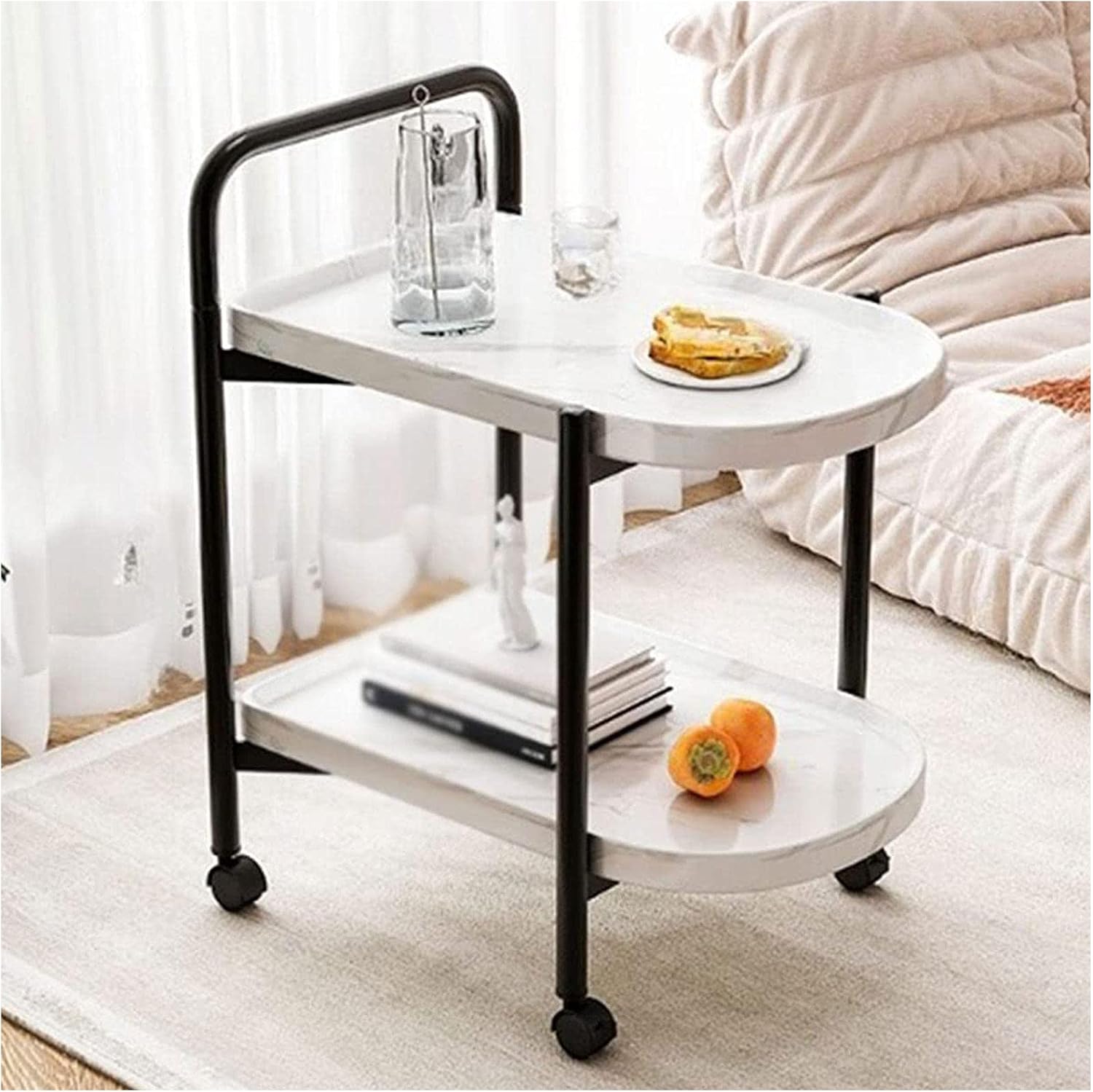 GeRRiT Movable Trolley 2-Tier Movable Trolley Sofa Side Table Movable ...