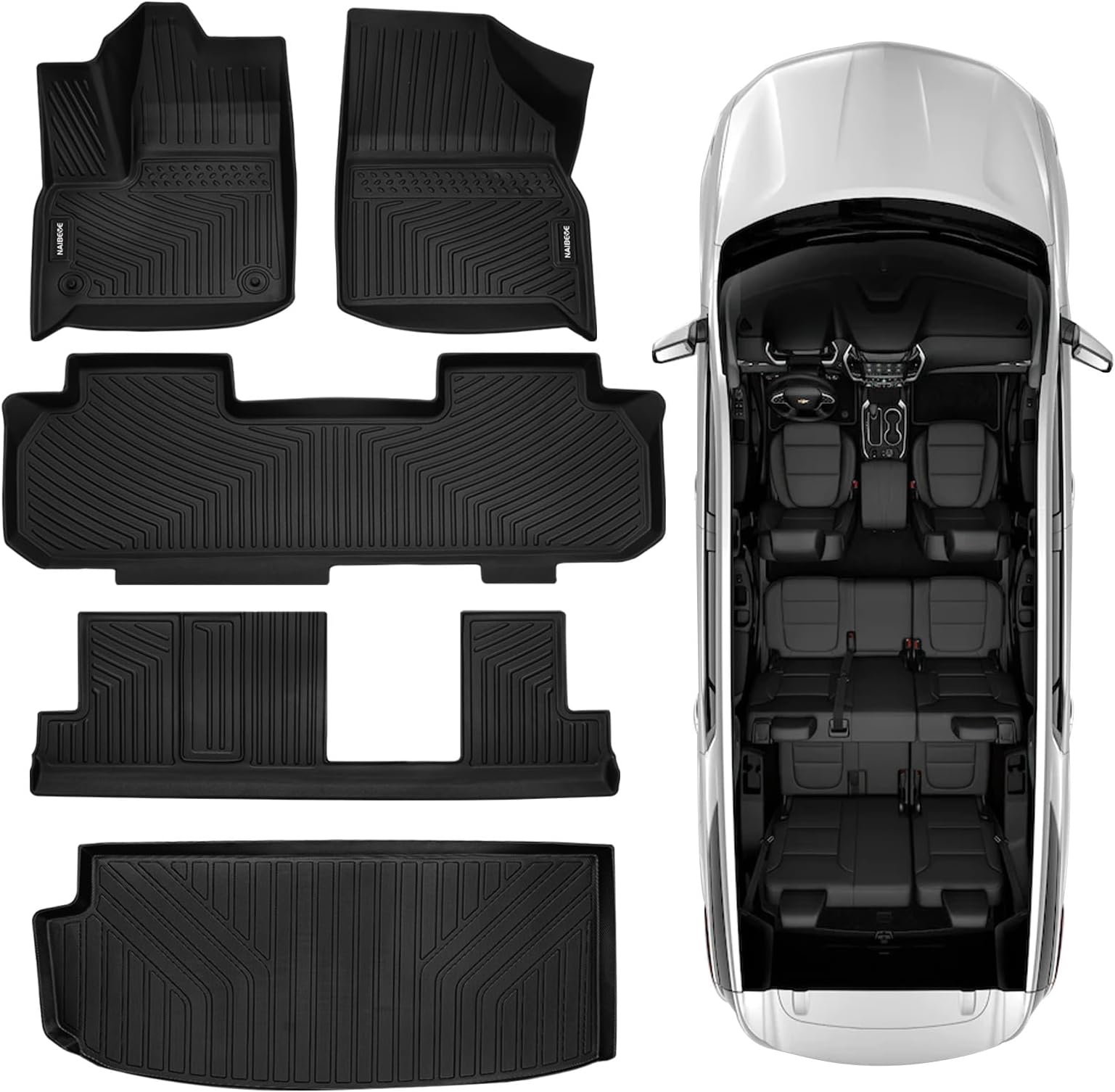Amazon.com: Naibeve Floor Mats for 2018-2023 Chevrolet Traverse 8 Seats/2nd Row Bench Seat - All ...