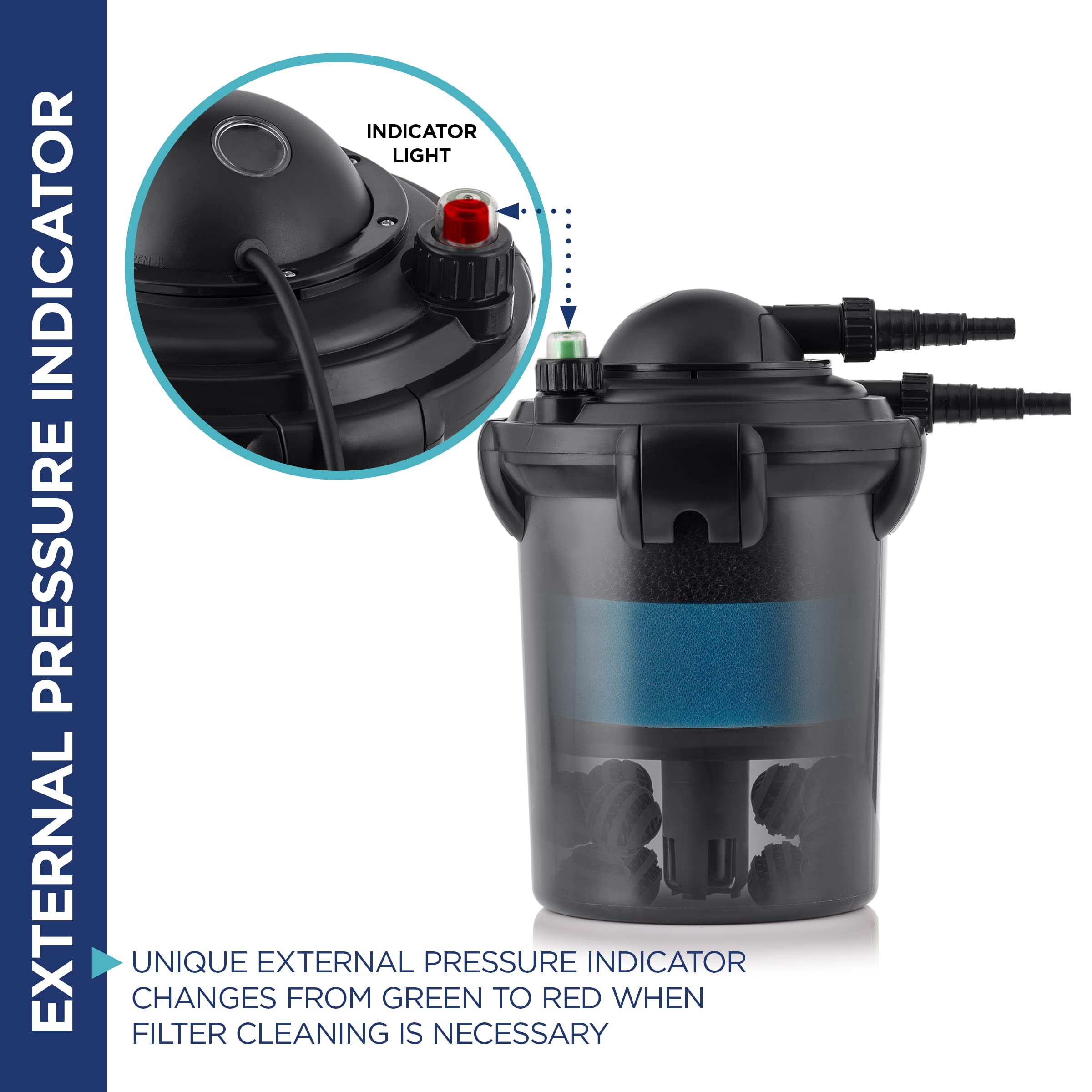 Alpine Pressure Filter 1000 Gallon without UVC, 15 Inch Tall , Black