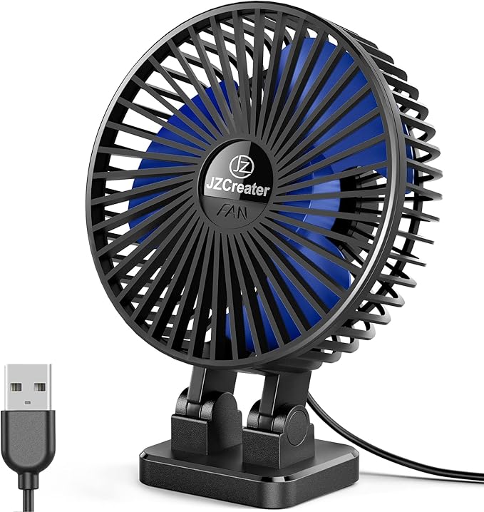 JZCreater USB Desk Fan, Powerful Small Fan Desktop Table Cooling Fan ...