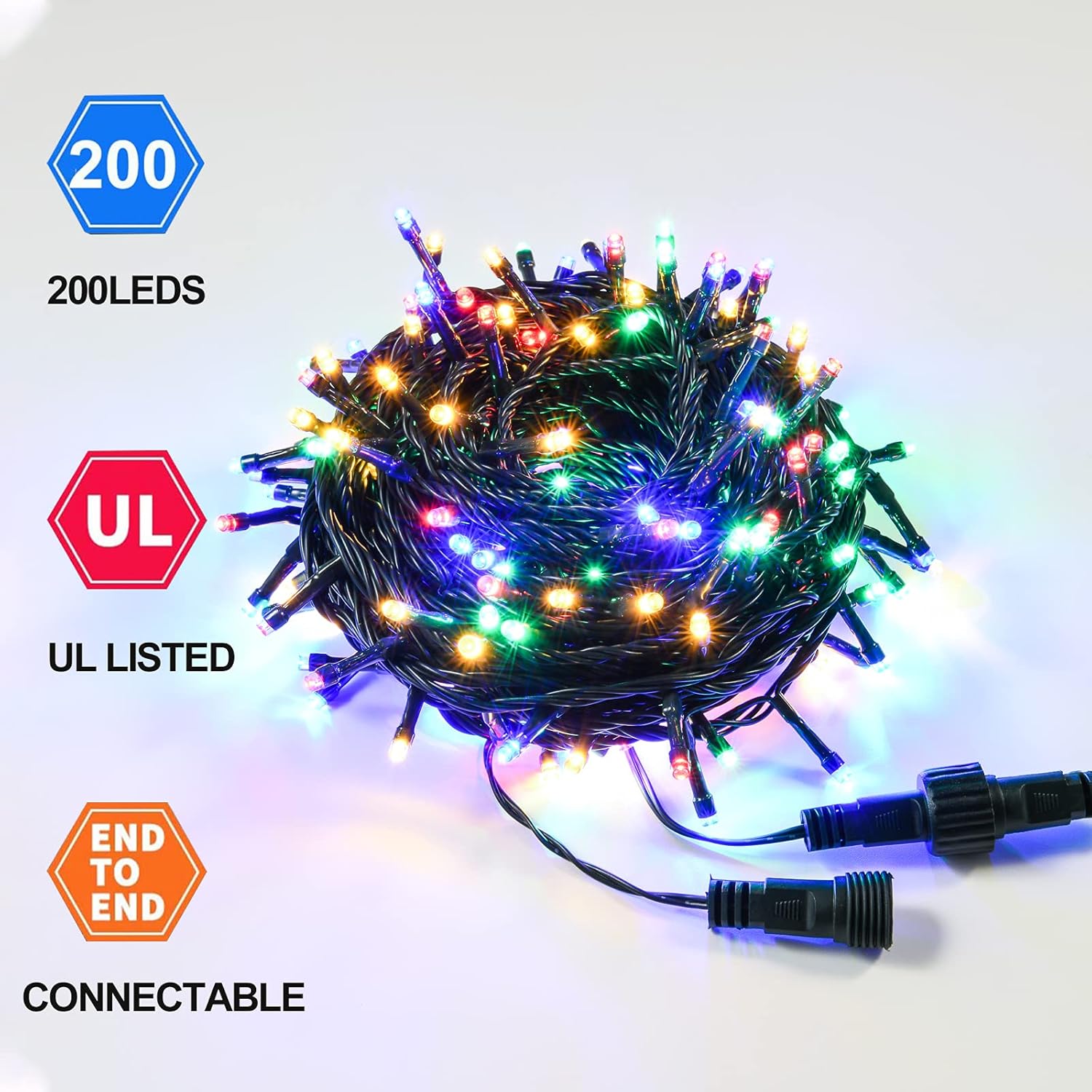 OYCBUZO Luces de Navidad multicolor de 66 pies para exteriores, 200 ...