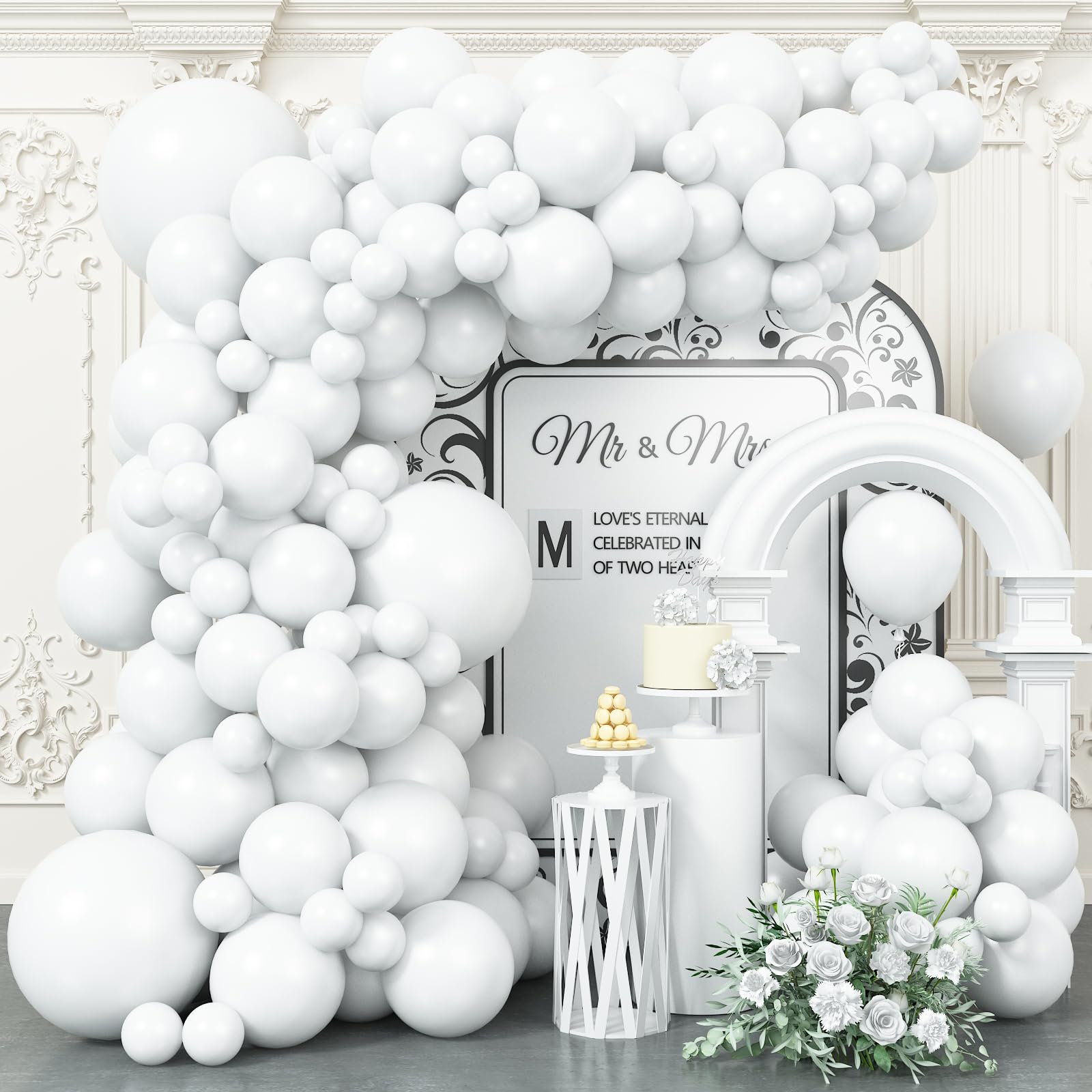 Amazon.com: White Balloons Different Sizes, 123 Packs Matte White ...