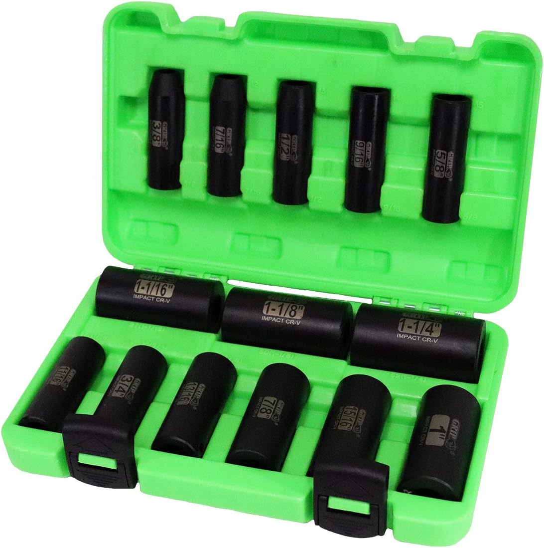 GRIP 73580 1/2-Inch SAE Deep Impact Socket Set, Black Oxide, 15-Piece ...