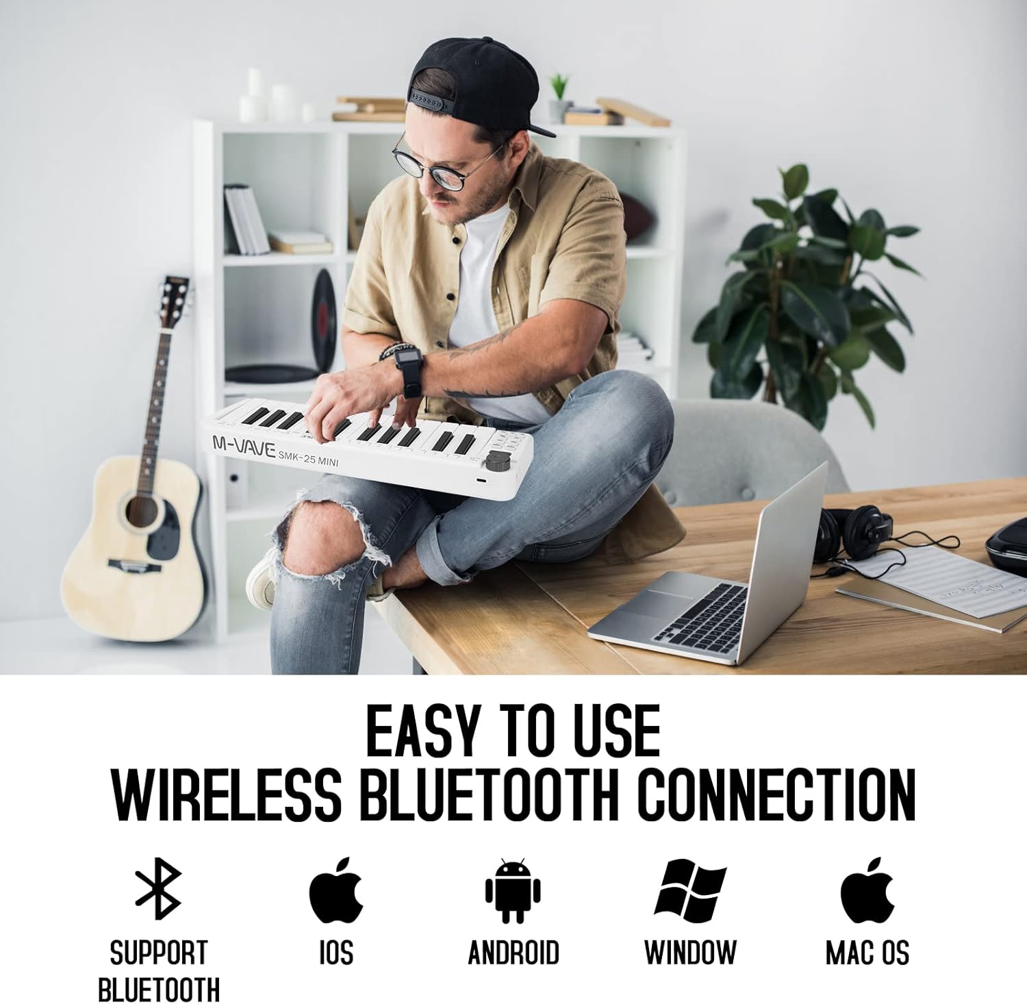 M-VAVE 25 Key Bluetooth USB MIDI Keyboard Controller, Portable and ...