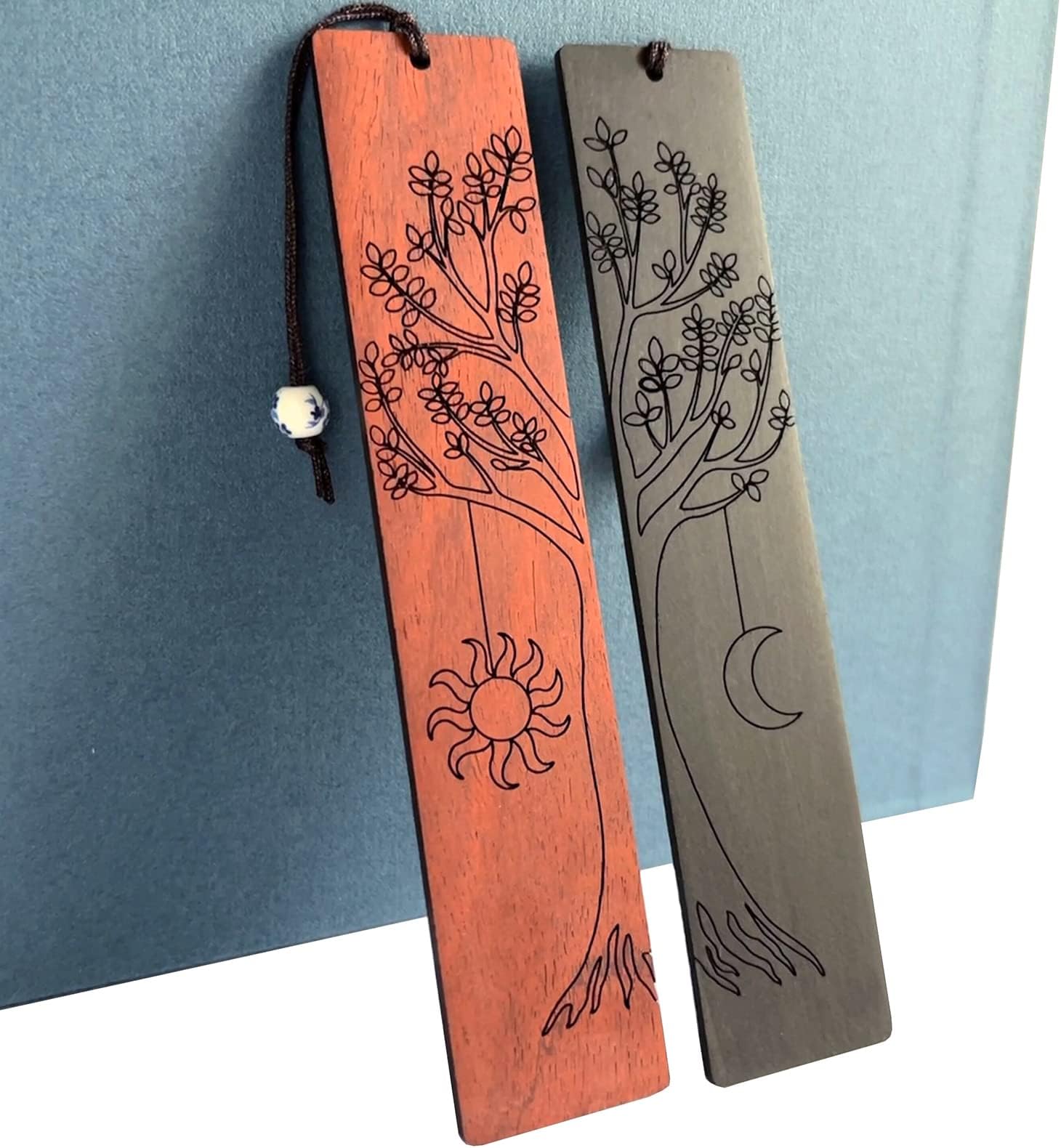 Amazon.com: cobee Wooden Bookmarks for Book Lovers, 2 Pieces Handmade ...
