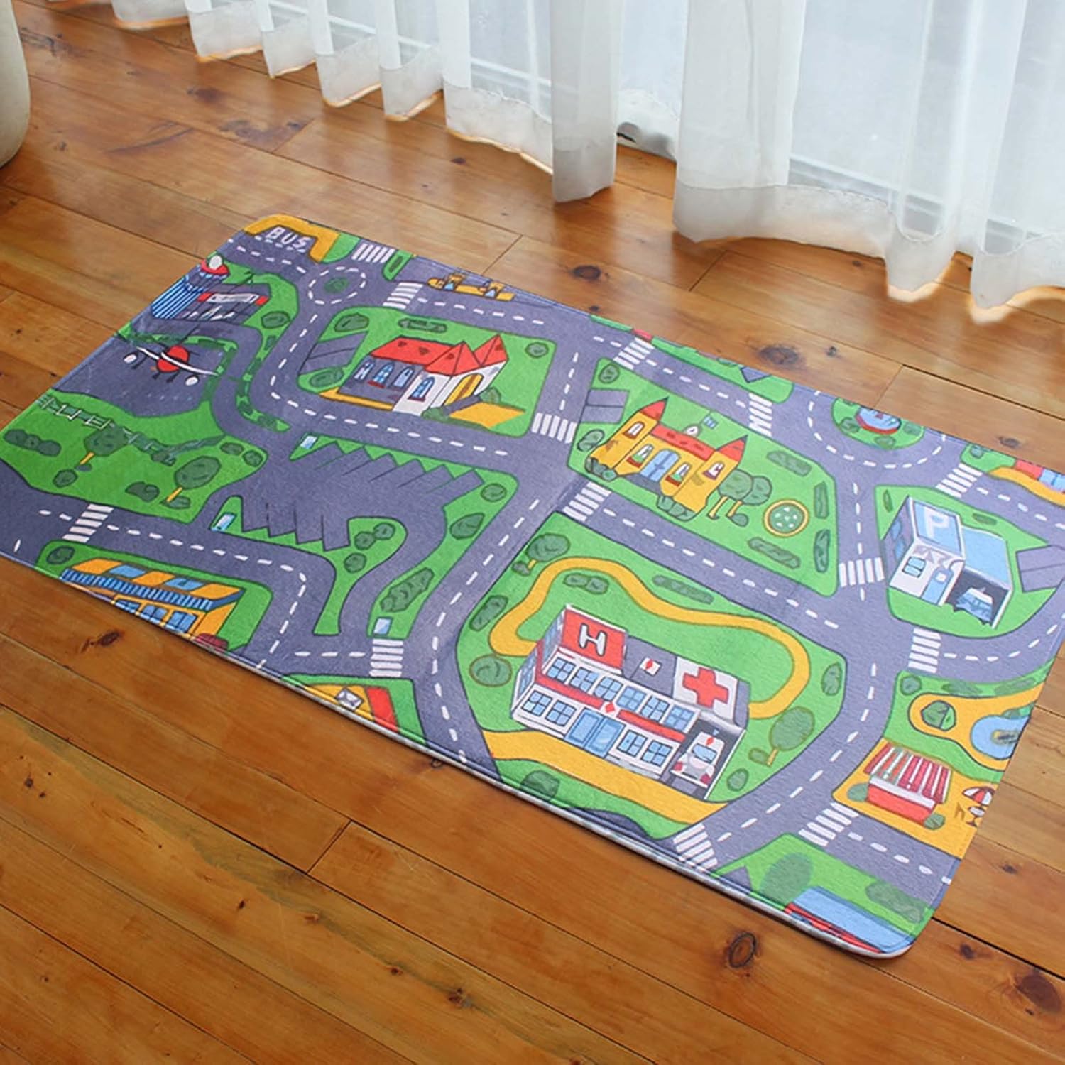 Amazon.com: AVOMEB Kids Traffic Road Map Area Rug Playmat Town City ...