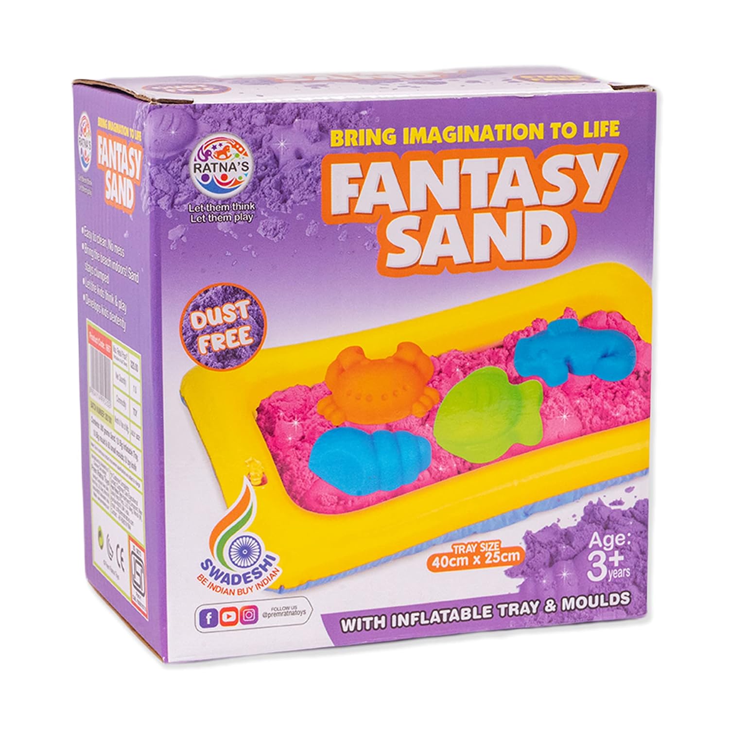 Buy RATNA'S Fantasy Sand 500 Grams Purple Colour with Inflatable Tray ...